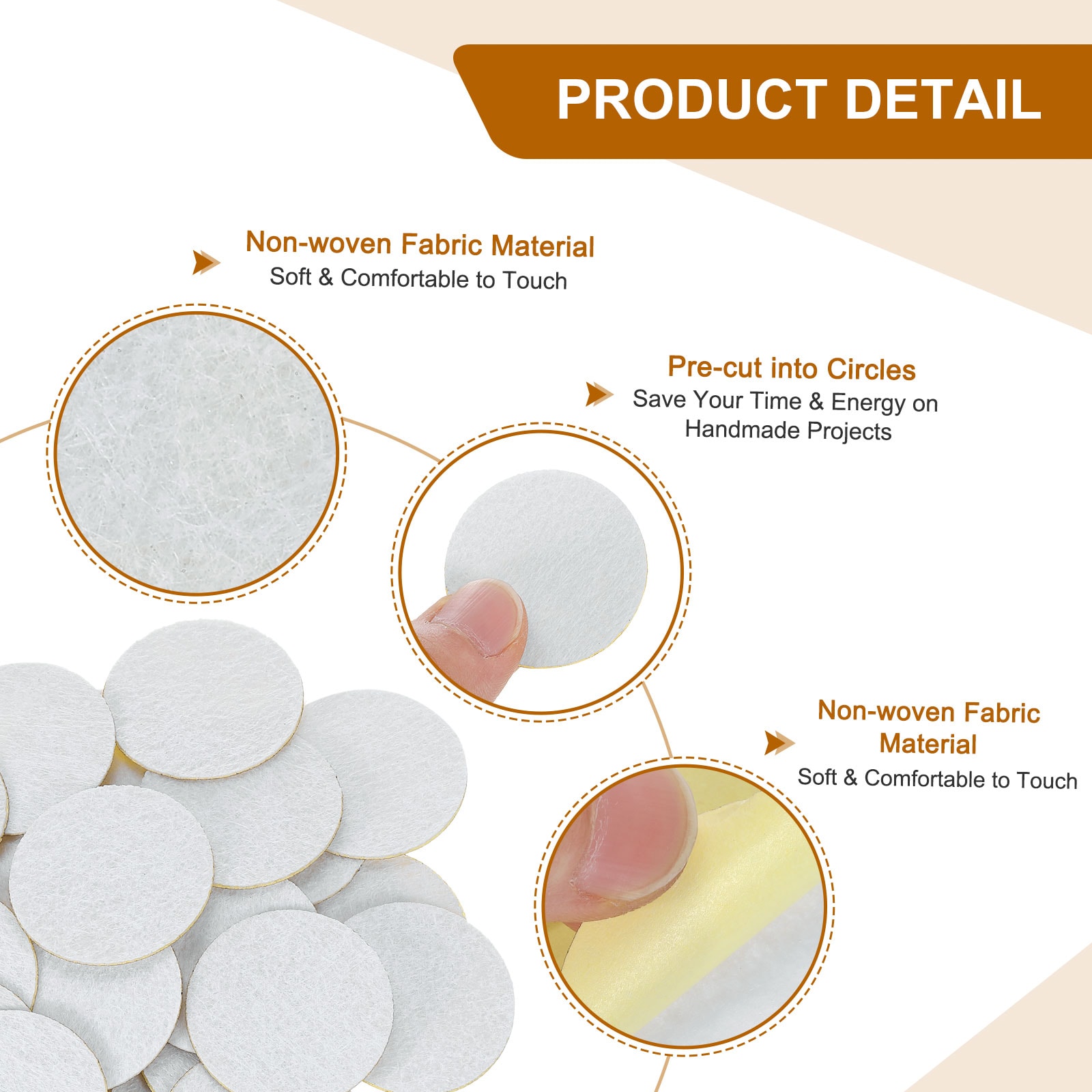 Unique Bargains 120pcs Round Felt Circles 35mm (1-3/8 Inch) White Non ...