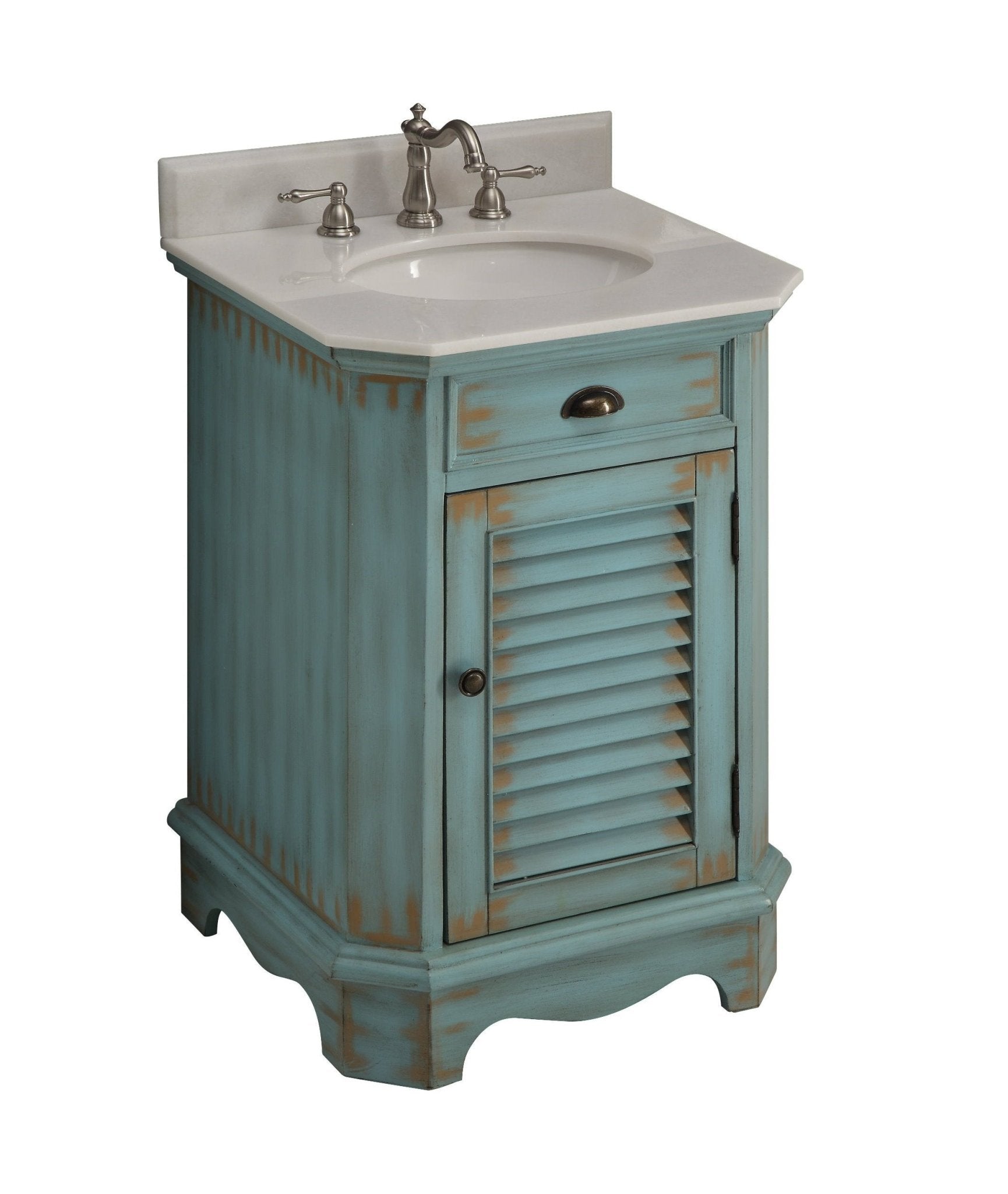 Benton Collection 24 inch Farmhouse Style Distressed Blue Bathroom ...