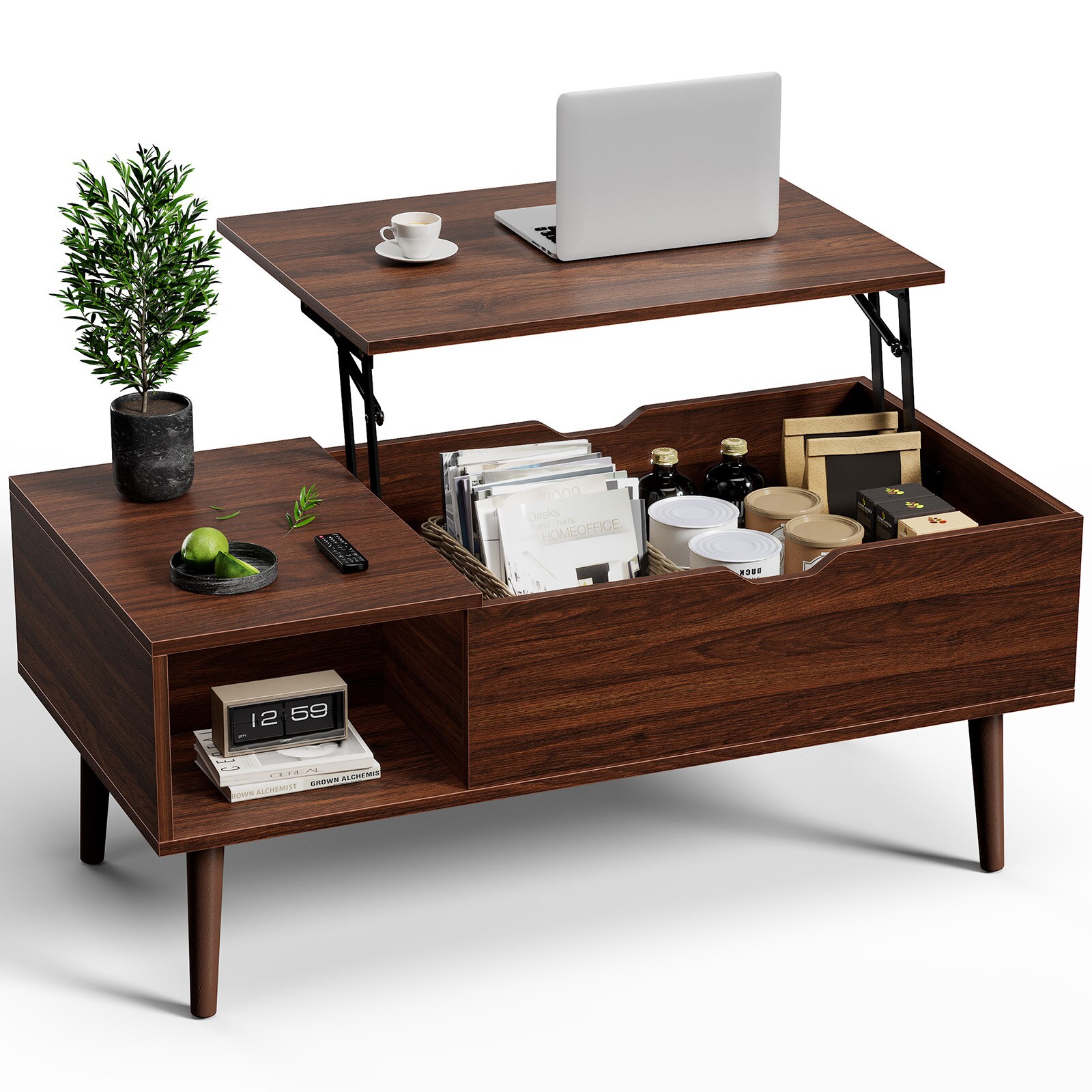 OOU Lift Top Coffee Table with Storage Multi Functional Rising Desk ...