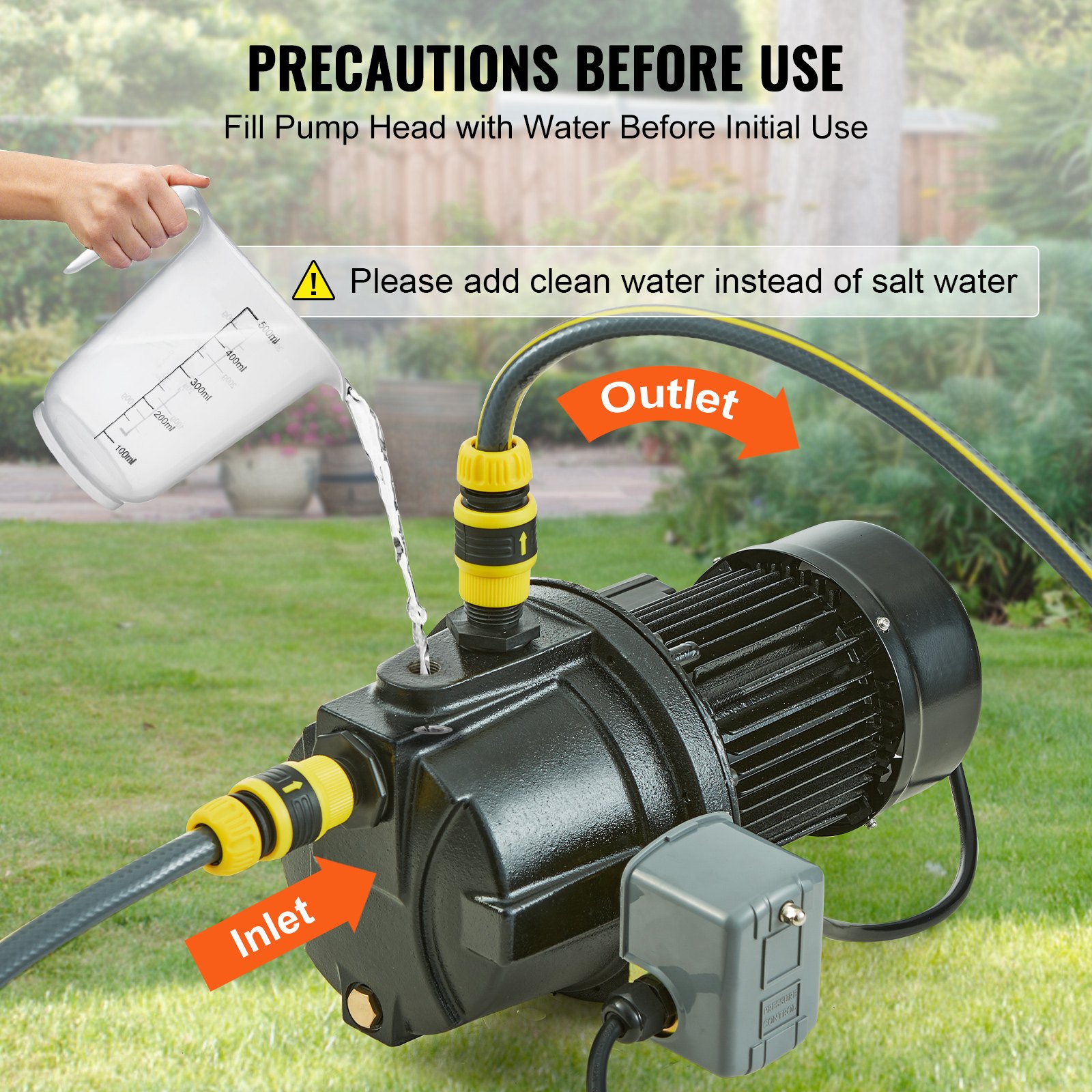 LOVMOR 1HP Premium Cast Iron Shallow Well Jet Water Pump 115 Volt 17.6 ...