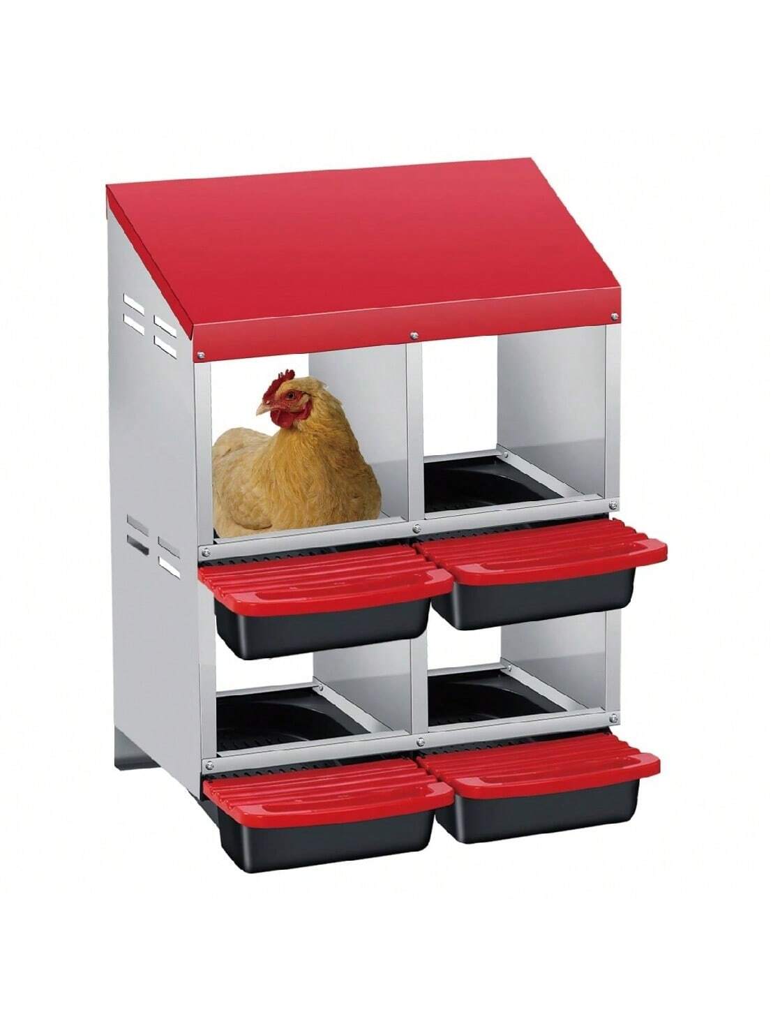 Garvee 4 Compartment Metal Chicken Nesting Box Automatic Roll-Out Egg ...