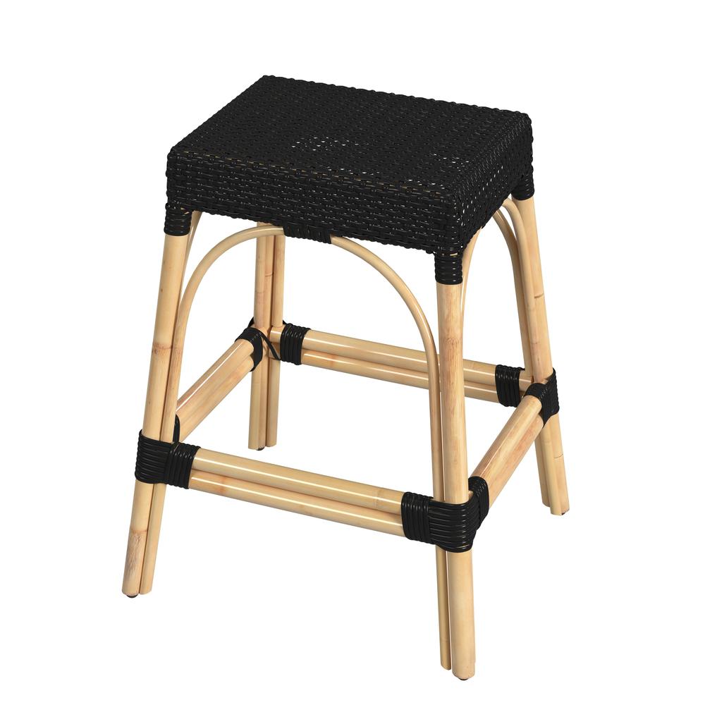 Butler Specialty Robias Rectangular Rattan 24.5 Counter Stool Black in ...