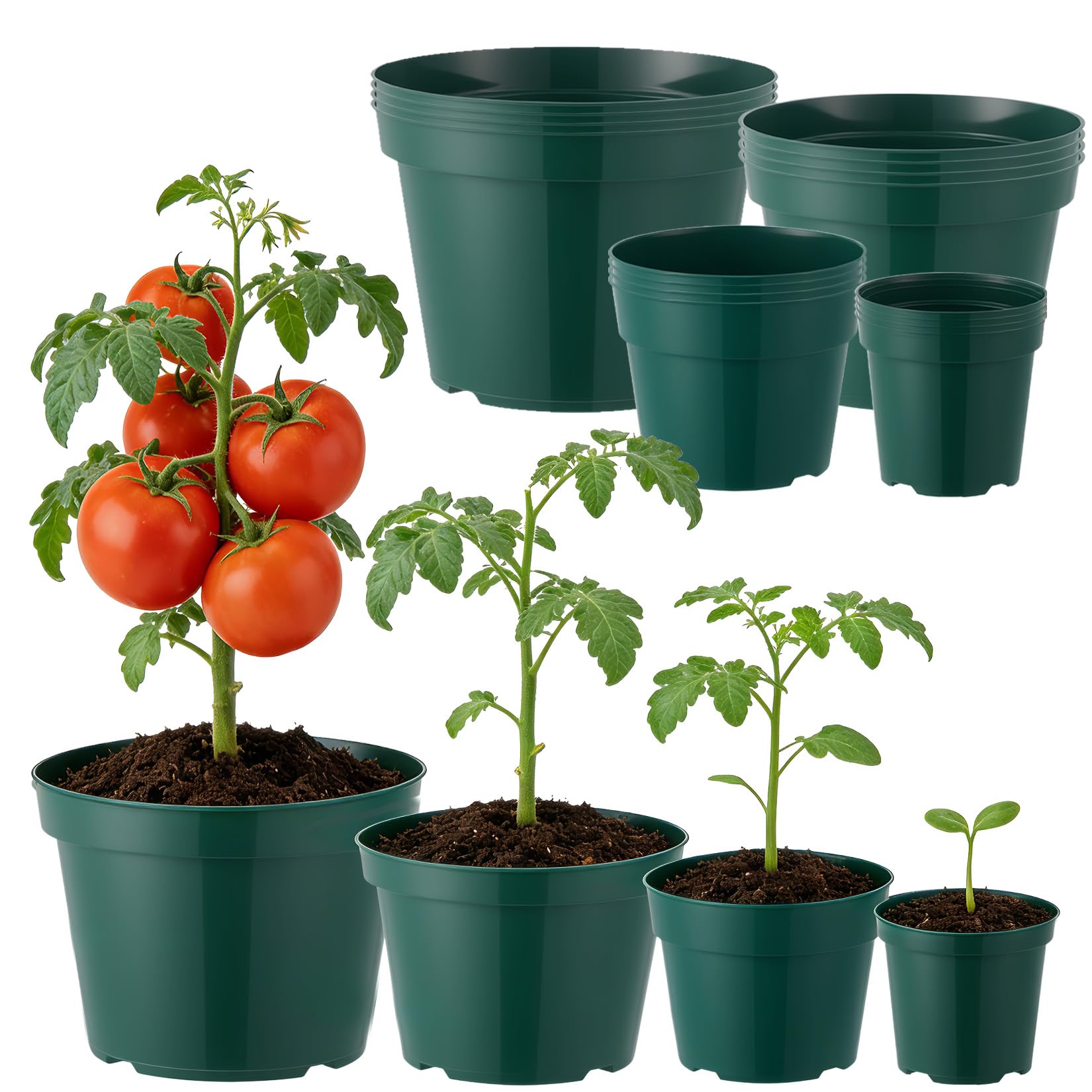 IdealHouse 16-Pack 4/6/8/10 inch Nursery Pots for Plants Thickened ...