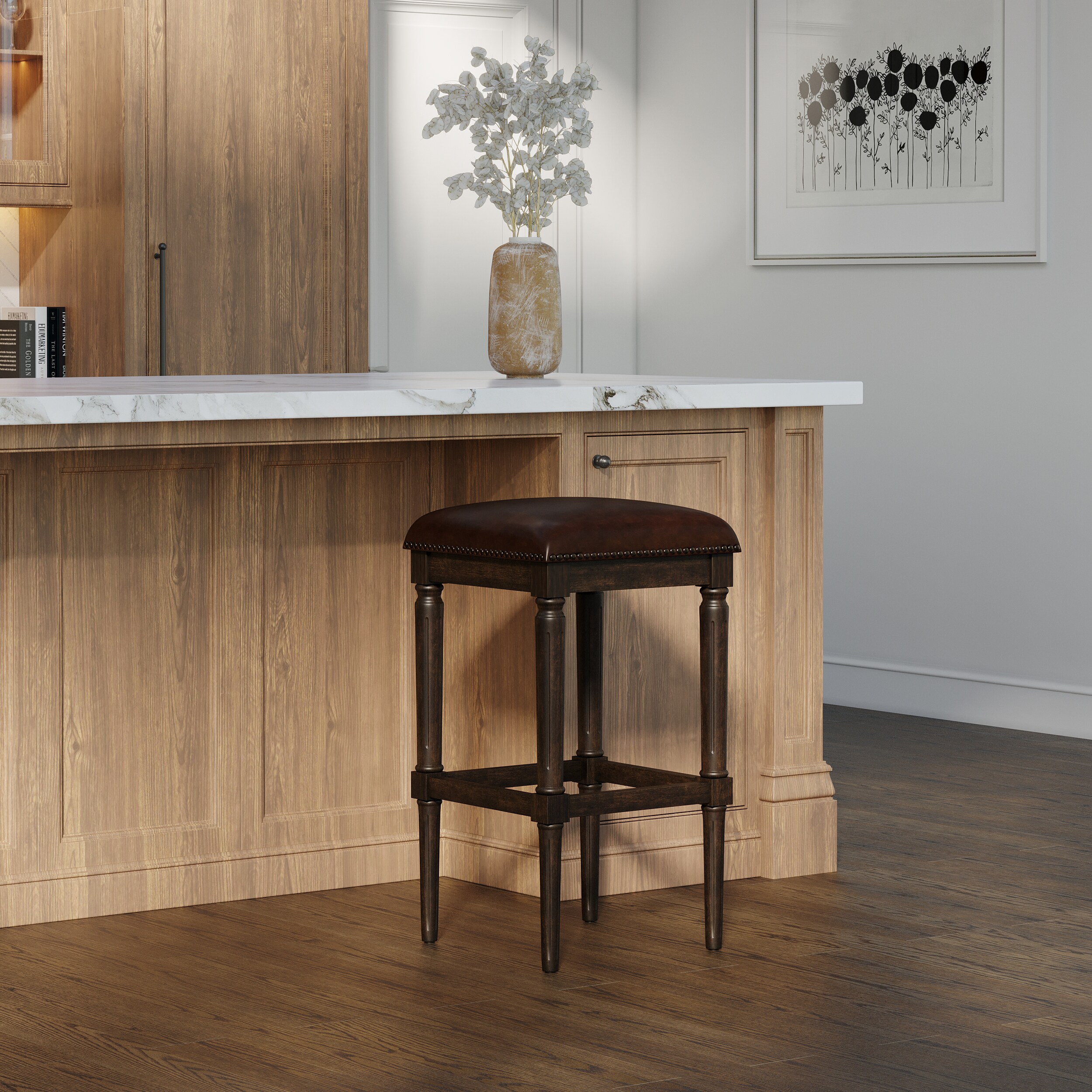 LUXEYARD Manchester 31H Square Bar Stool Distressed Walnut in the Bar ...