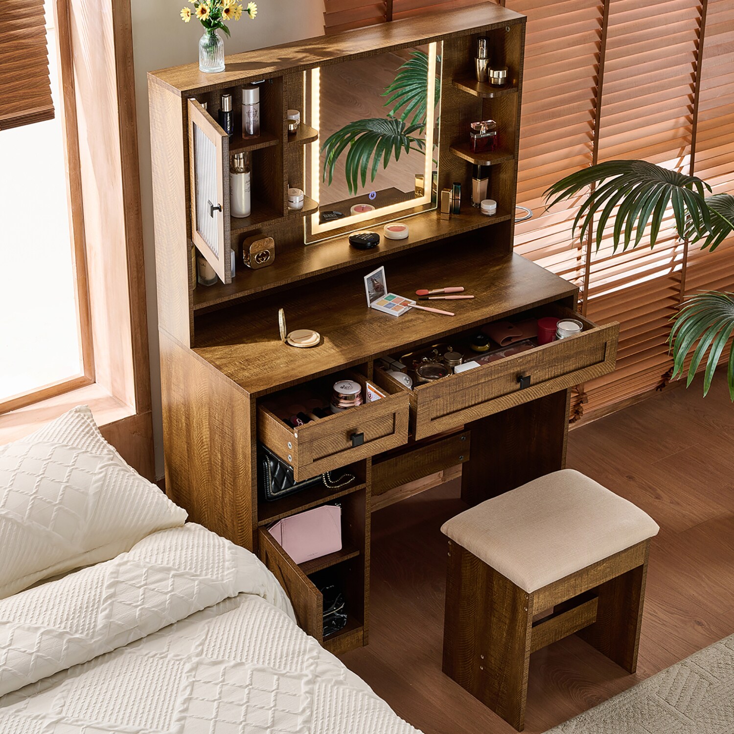 Streamdale Furniture Streamdale Farmhouse Vanity Desk with Mirror ...