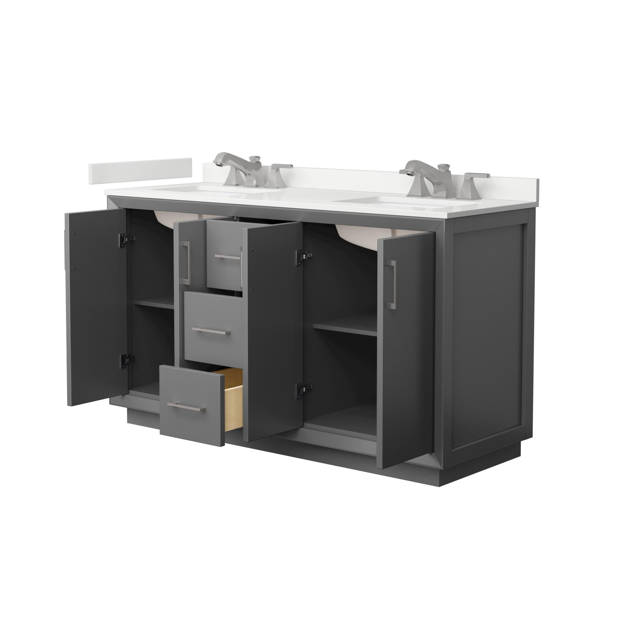 Wyndham Collection Strada 60-in Dark Gray Undermount Double Sink ...