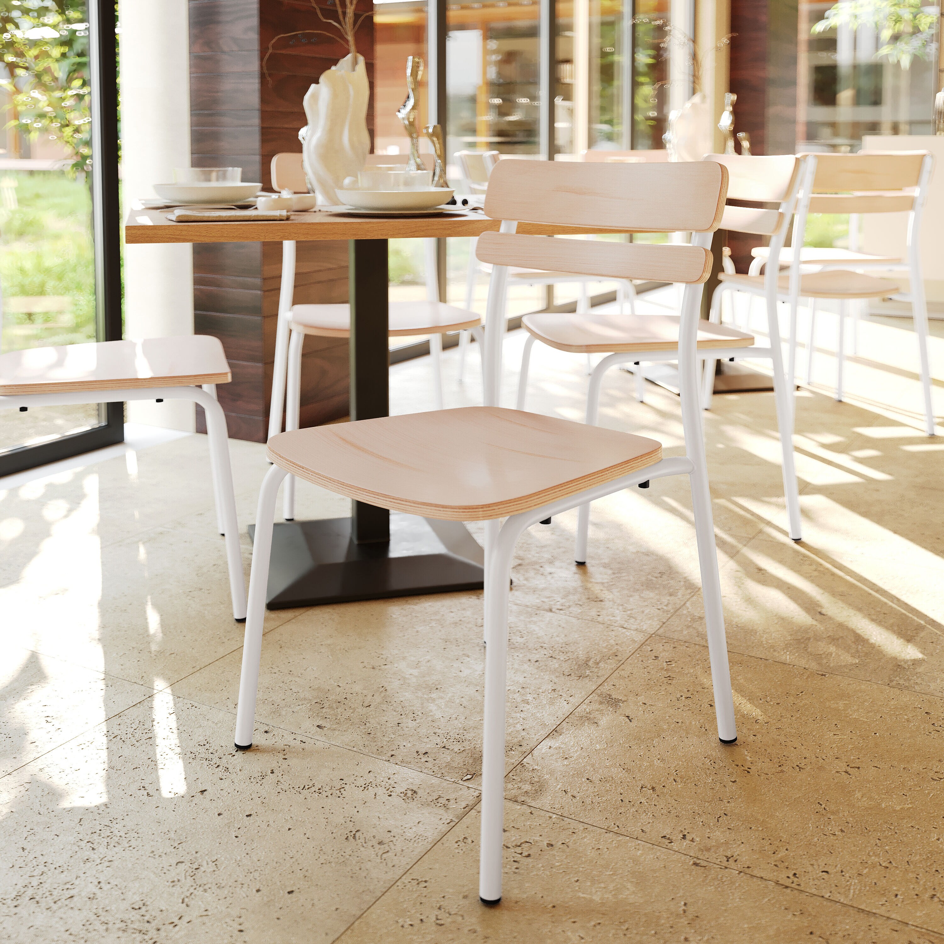 Flash Furniture Cyprus Commercial Grade Solid Wood Dining Chair with ...