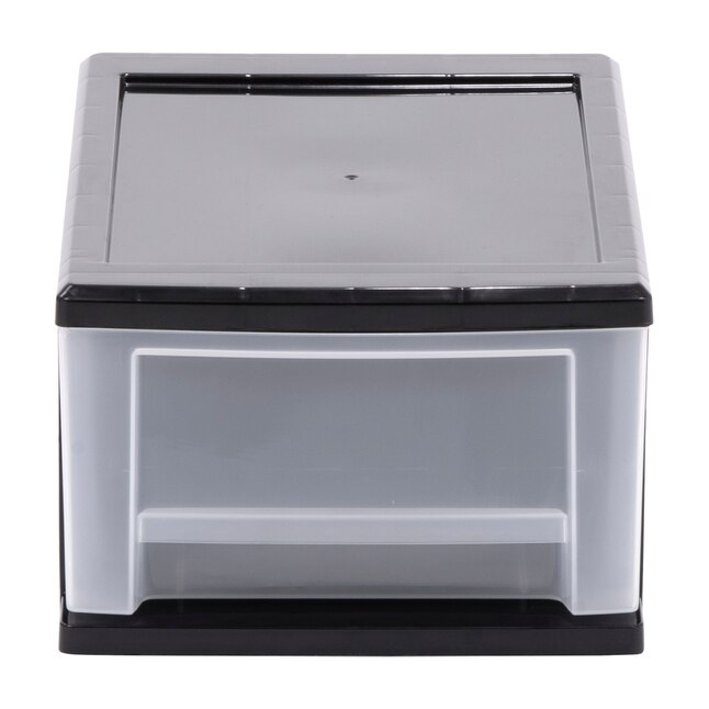 Iris 5 Compartment 5 Drawers Black Stackable Plastic Drawer 5 Pack At