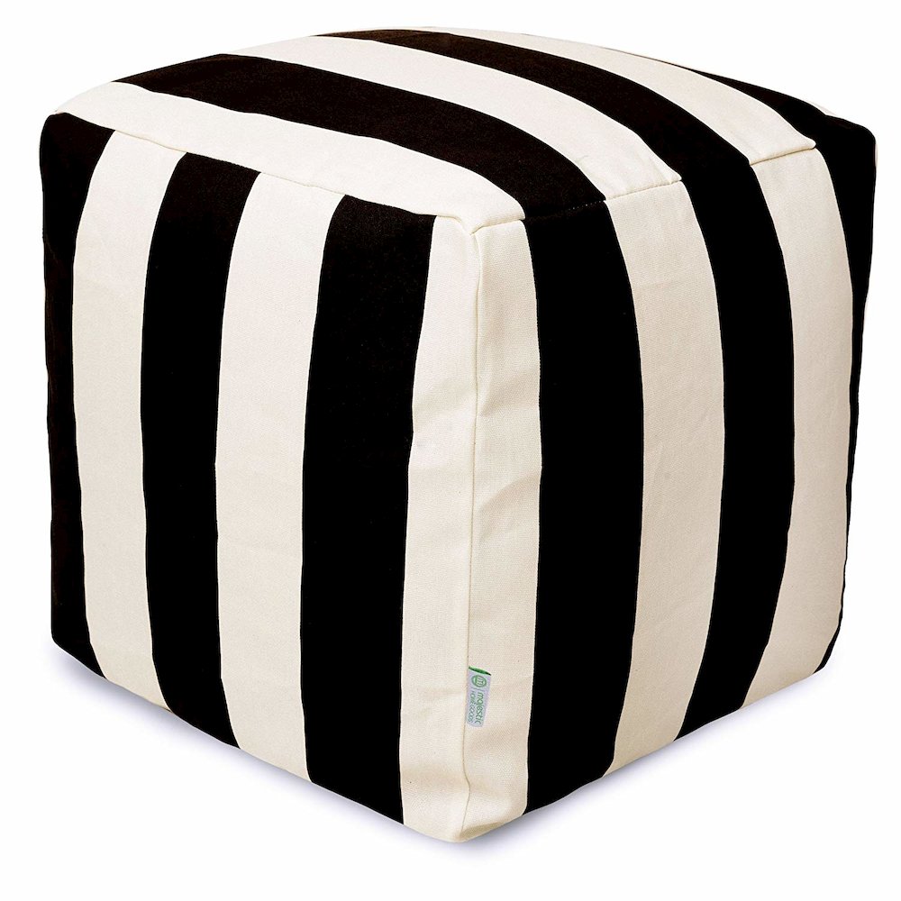 Majestic Home Goods Cube Pouf Vertical Stripe Black in the Ottomans ...