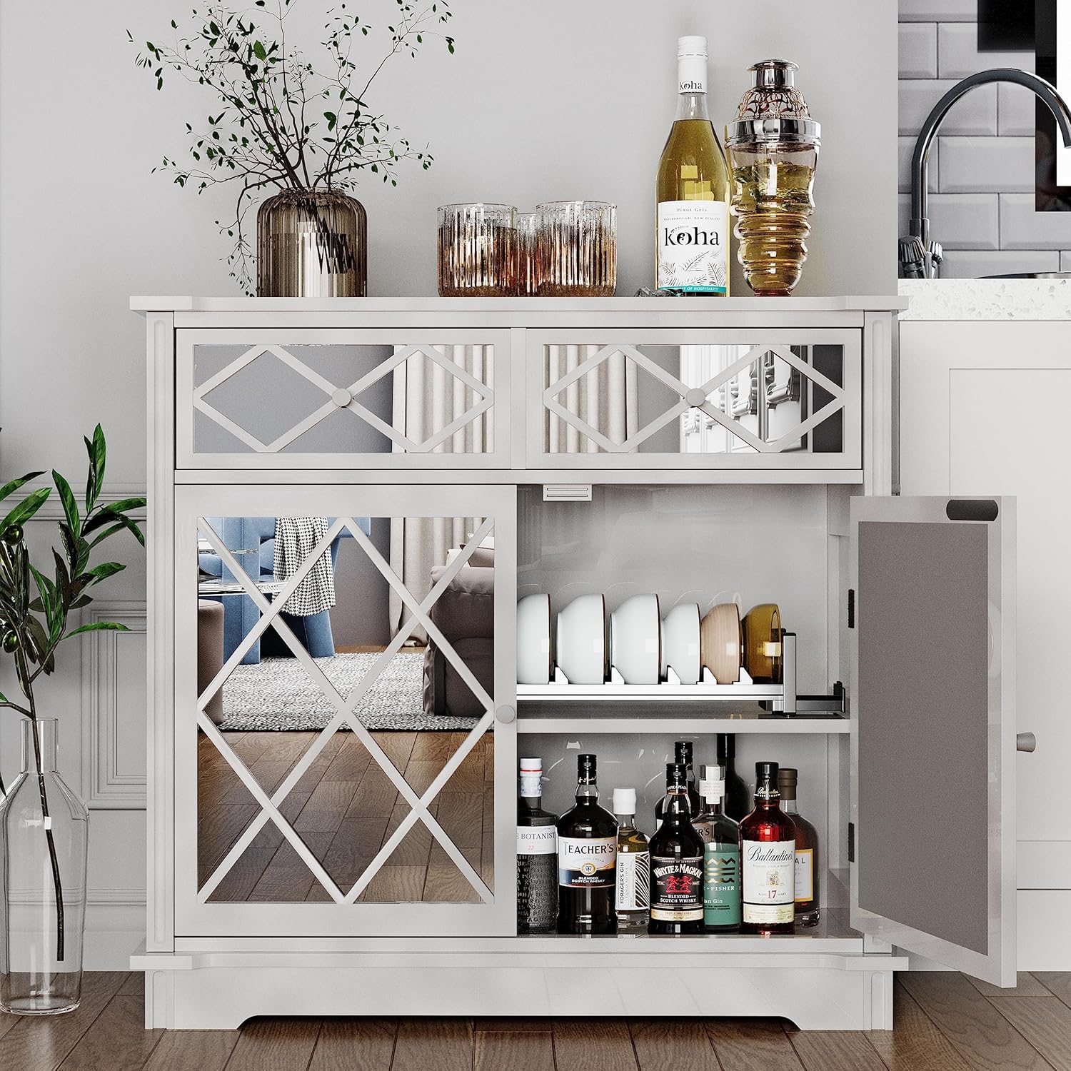 GAOMON Accent storage cabinet with 2 mirror doors and 2 slide out ...