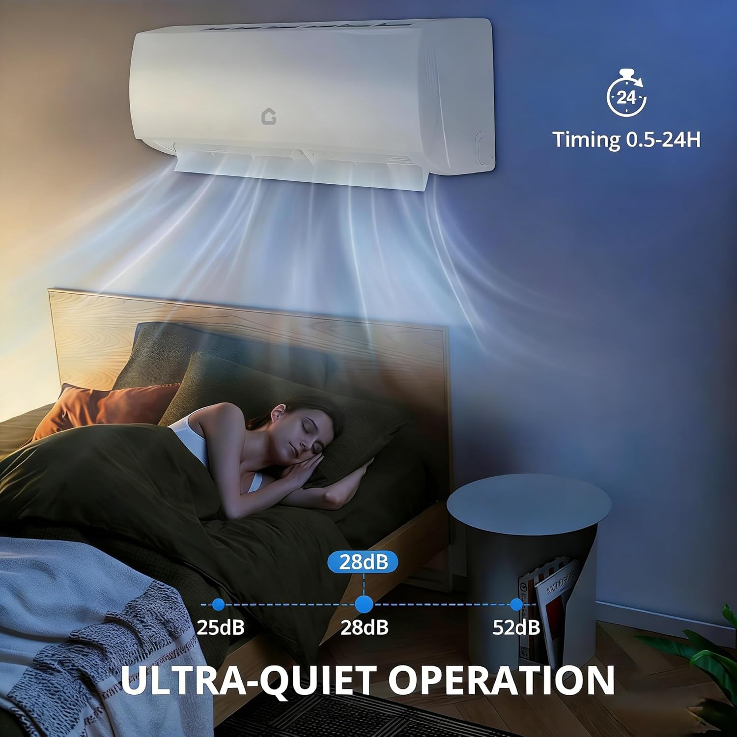 Garvee 12000 BTU Mini Split AC Heating System 21 SEER2 115V WIFI ...