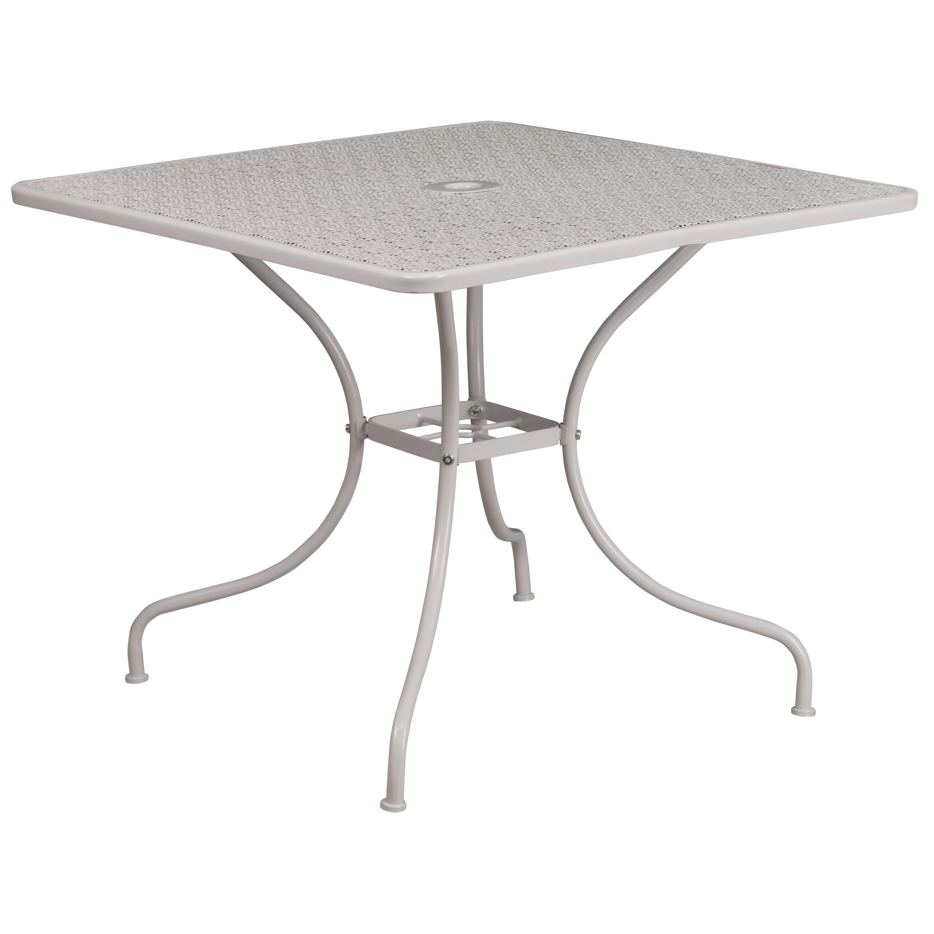 Emma + Oliver Commercial Grade 35.5-in SQ Lt Gray Indoor-Outdoor Steel ...