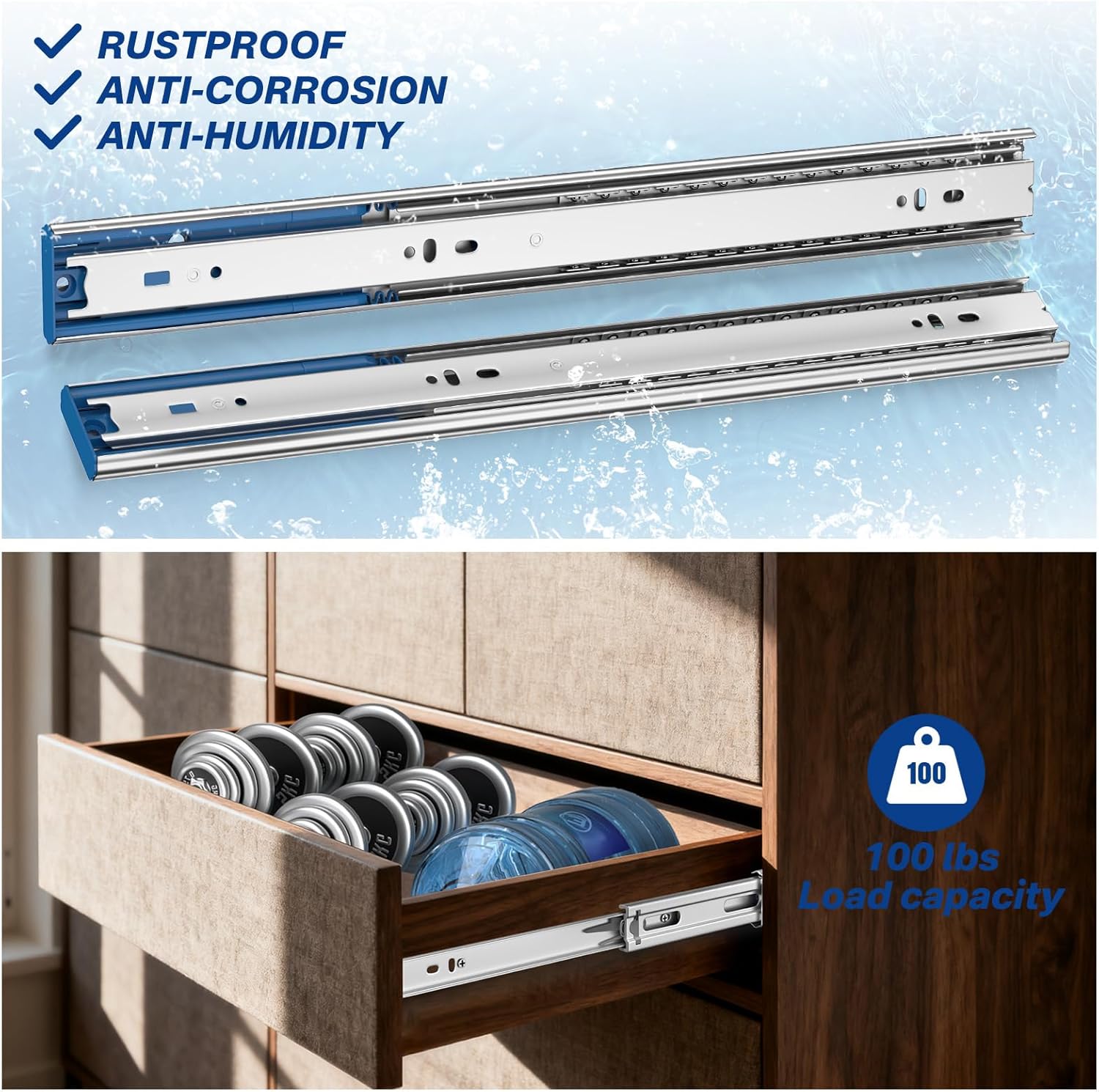 Misopily 5 Pairs 20 Inch Soft Close Ball Bearing Drawer Slides Full ...