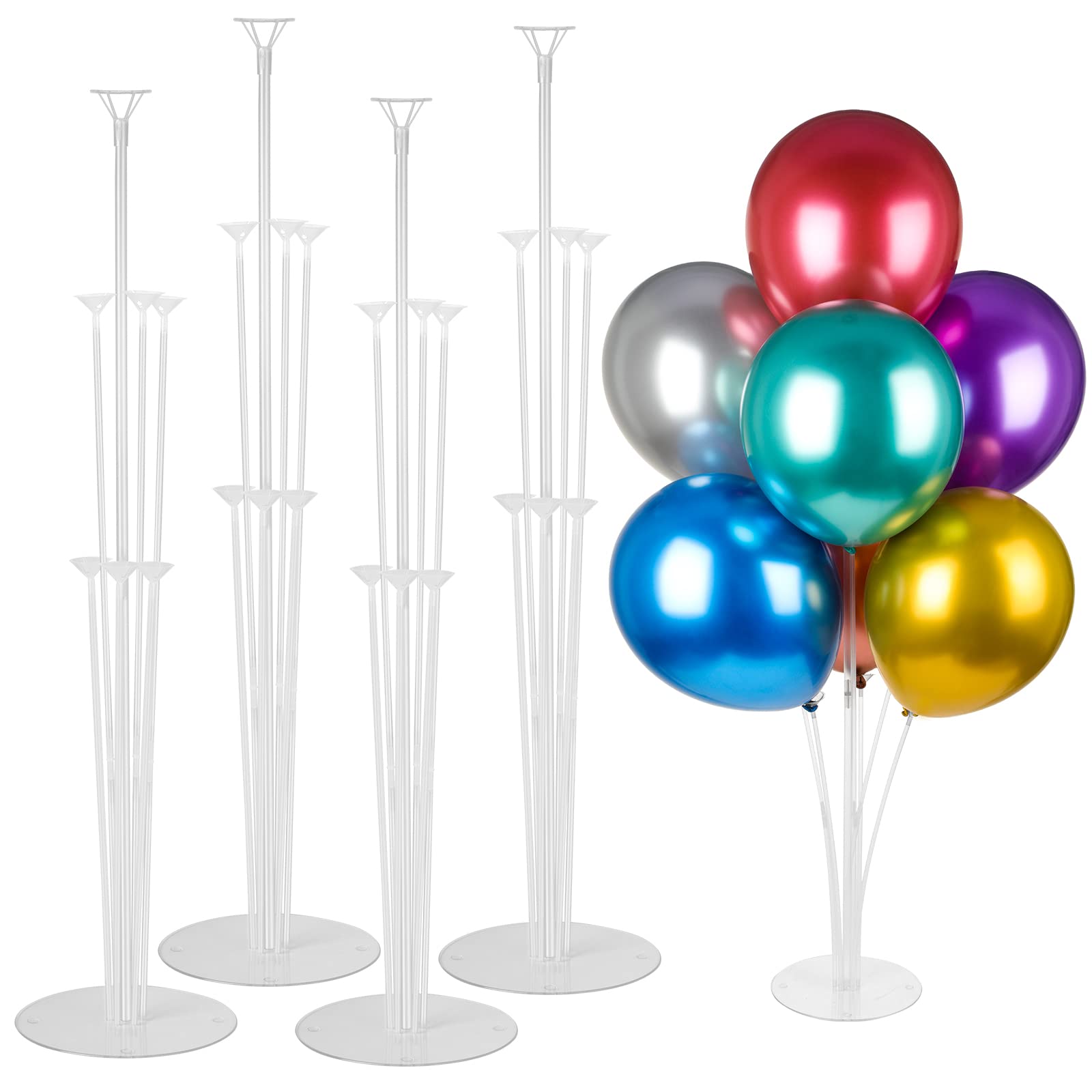 Phewnyzo 4 Set Balloon Stand Kit Table Balloon Holder with Base for ...