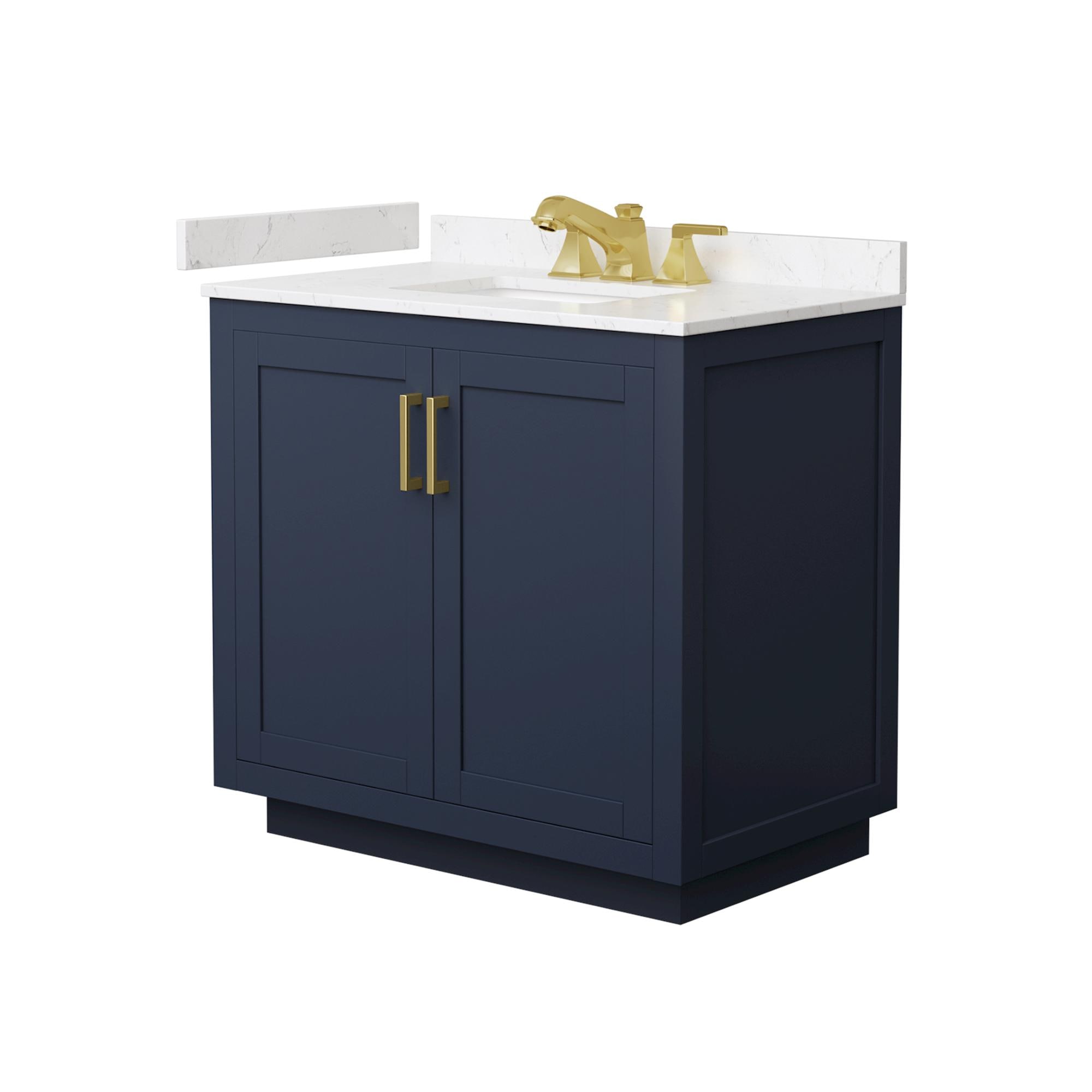 Wyndham Collection Miranda 36-in Dark Blue with Brushed Gold Trim ...