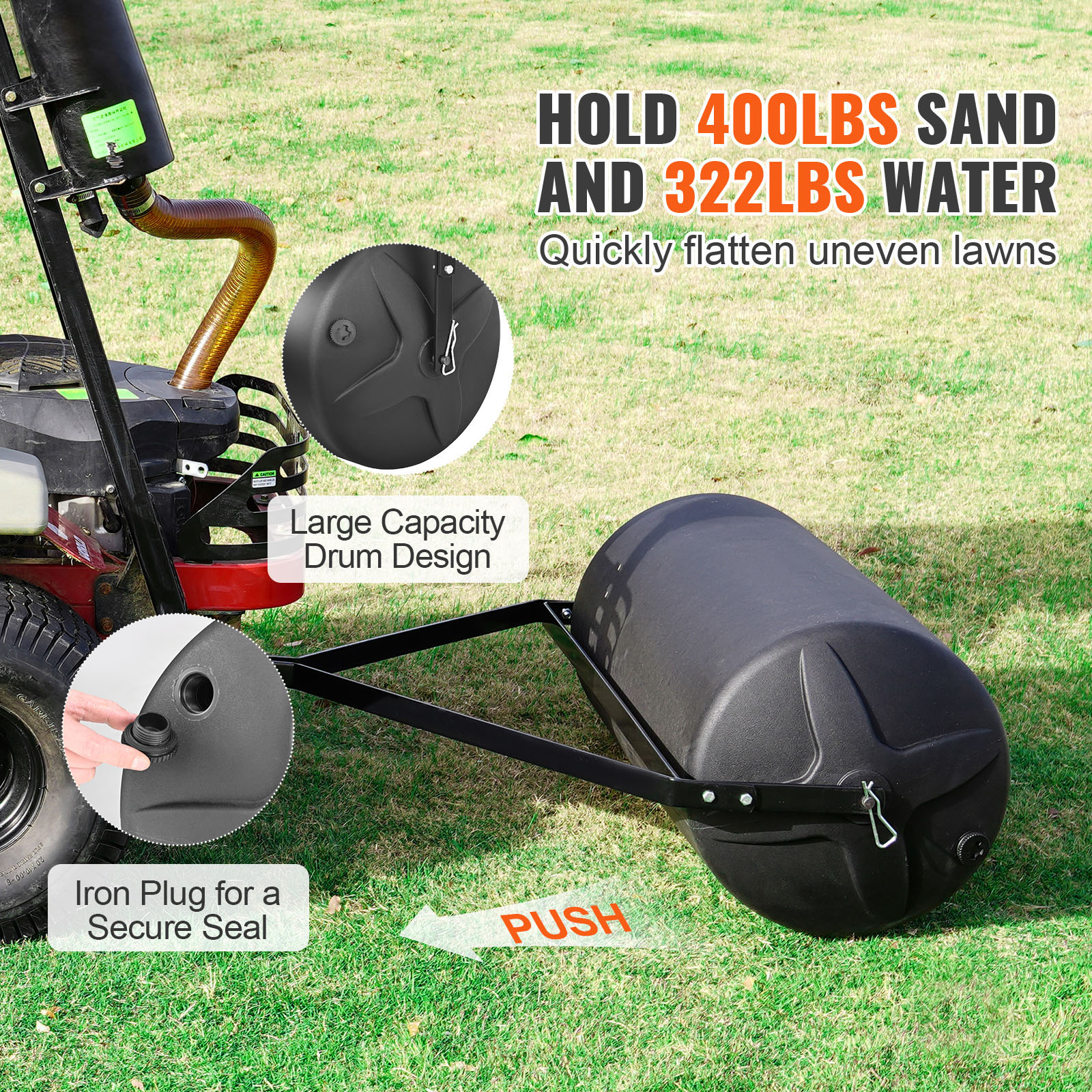 SVOPES Tow Behind Lawn Roller. 400lbs Sand/water Filled Yard Roller ...
