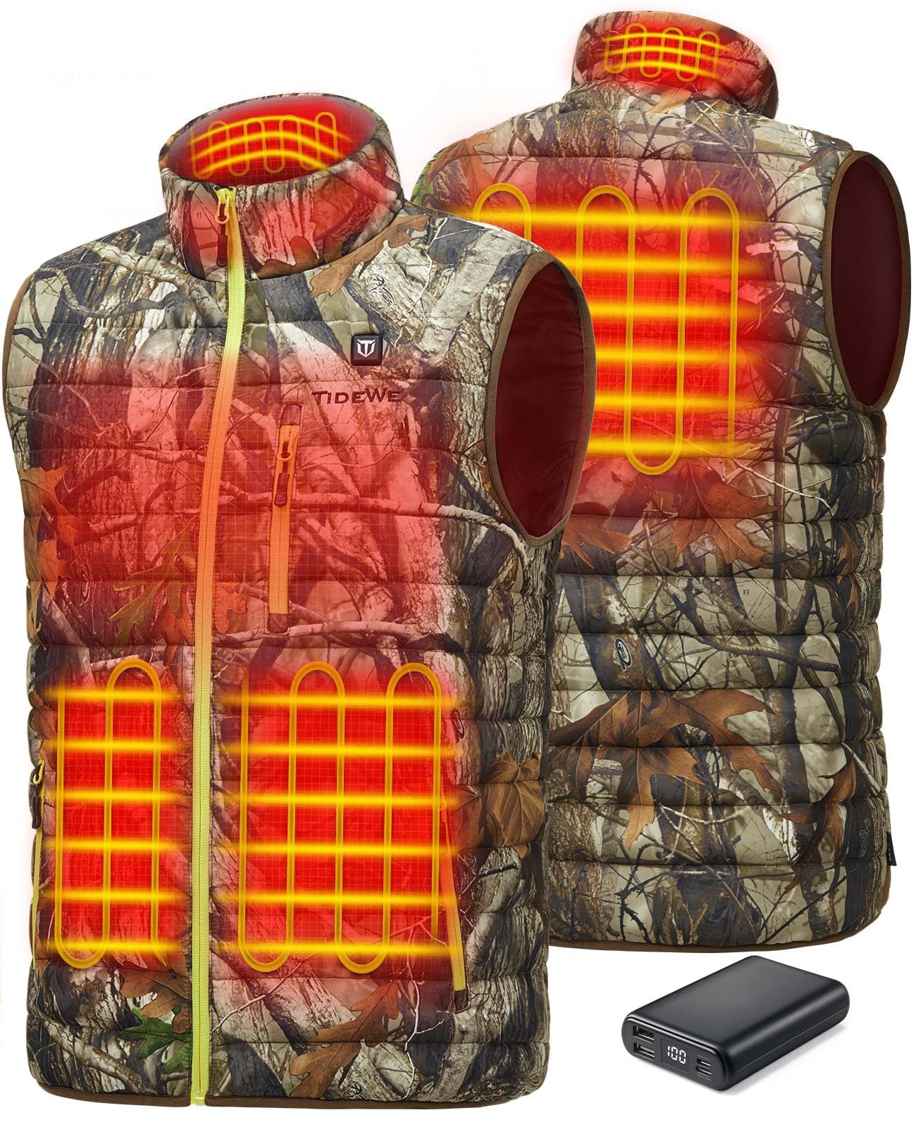 Tidewe Men Heated Vest with Battery Pack Lightweight Vest for Hunting ...