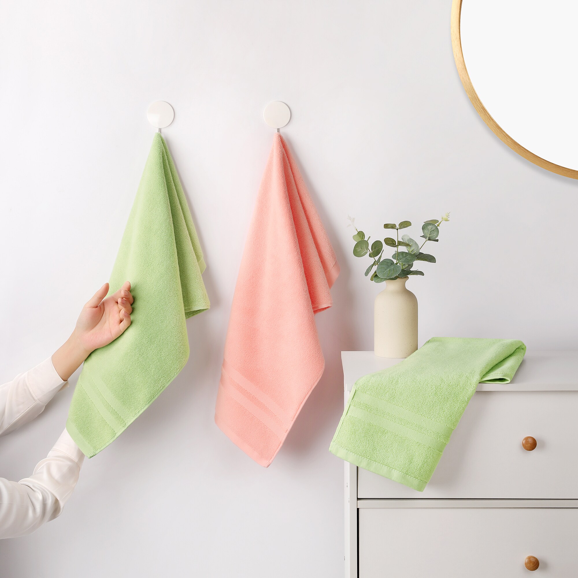 Unique Bargains Striped Hand Towels Cotton Soft Absorbent Bathroom ...