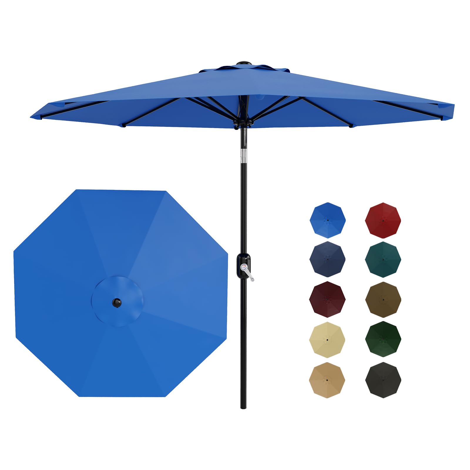GarveeLife 9Ft Patio Umbrella 8 Sturdy Ribs Outdoor Table Umbrella ...