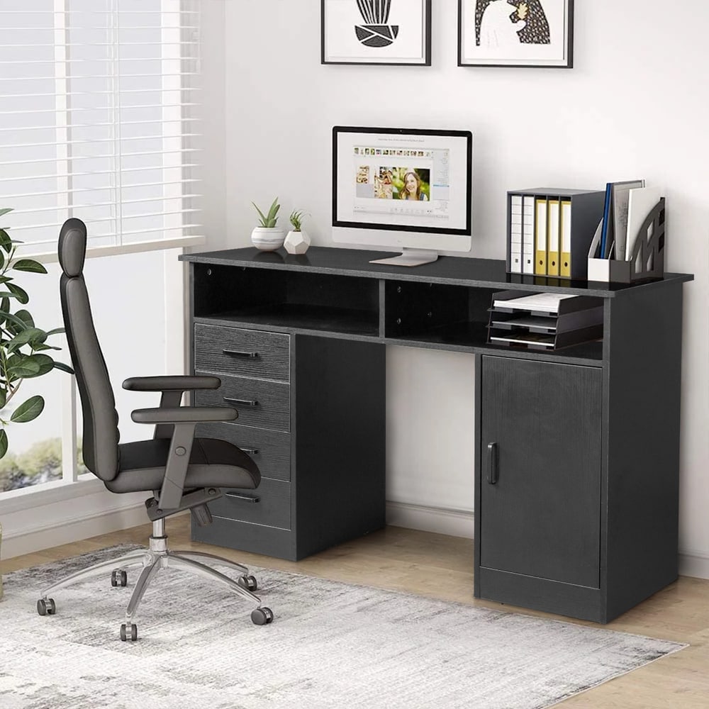 Winado 47.24-in Black Modern/Contemporary Pine Computer Desk ...