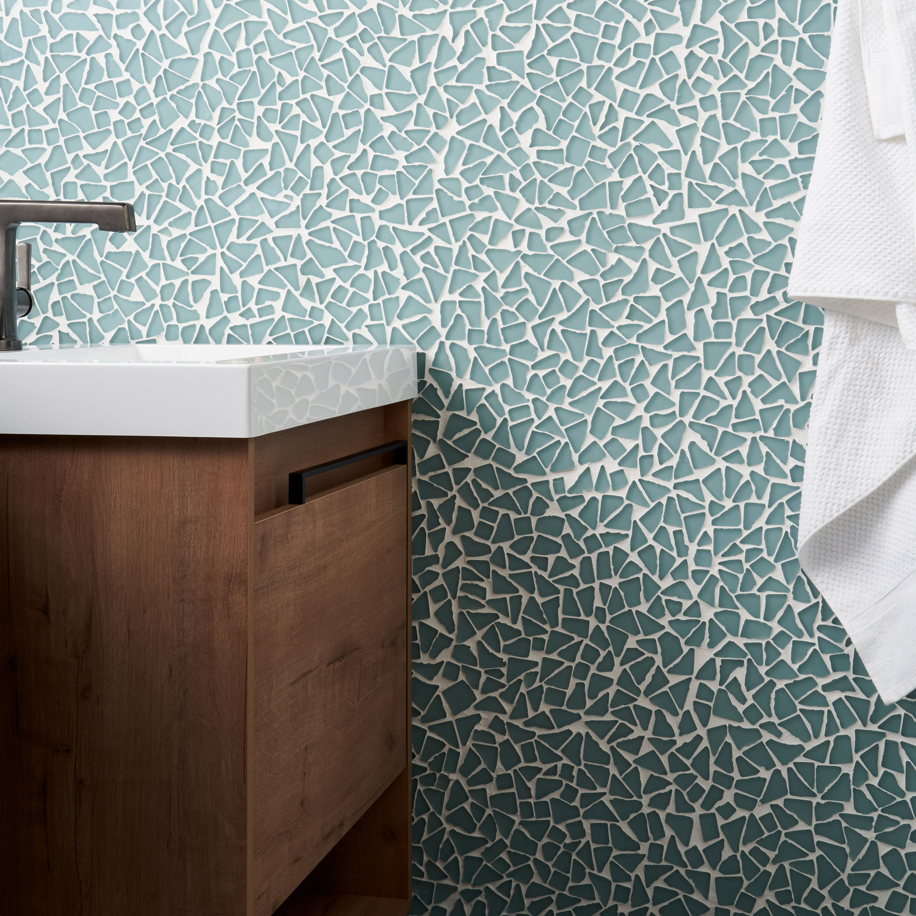 Artmore Tile Sample - Azure Atlantic Blue 4-in x 6-in Matte Glass Floor ...