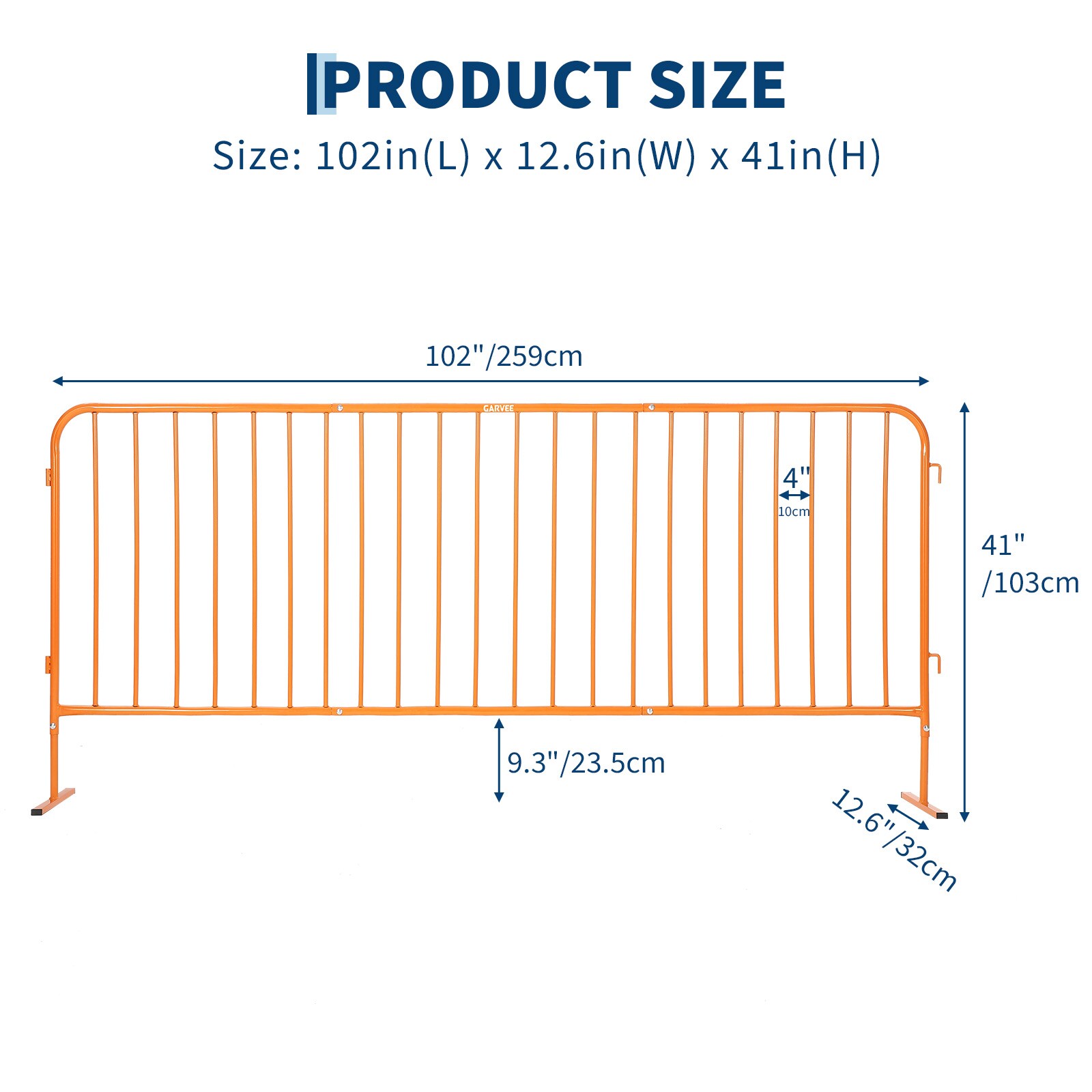 8.5Ft Crowd Control Barricade with Flat Feet Base Interlocking Steel ...
