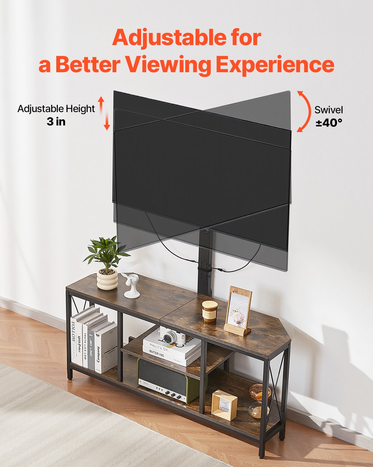 Mecale 45-in W x 14-in D x 21-in H TV Stand with Built-in Mount for 75 ...