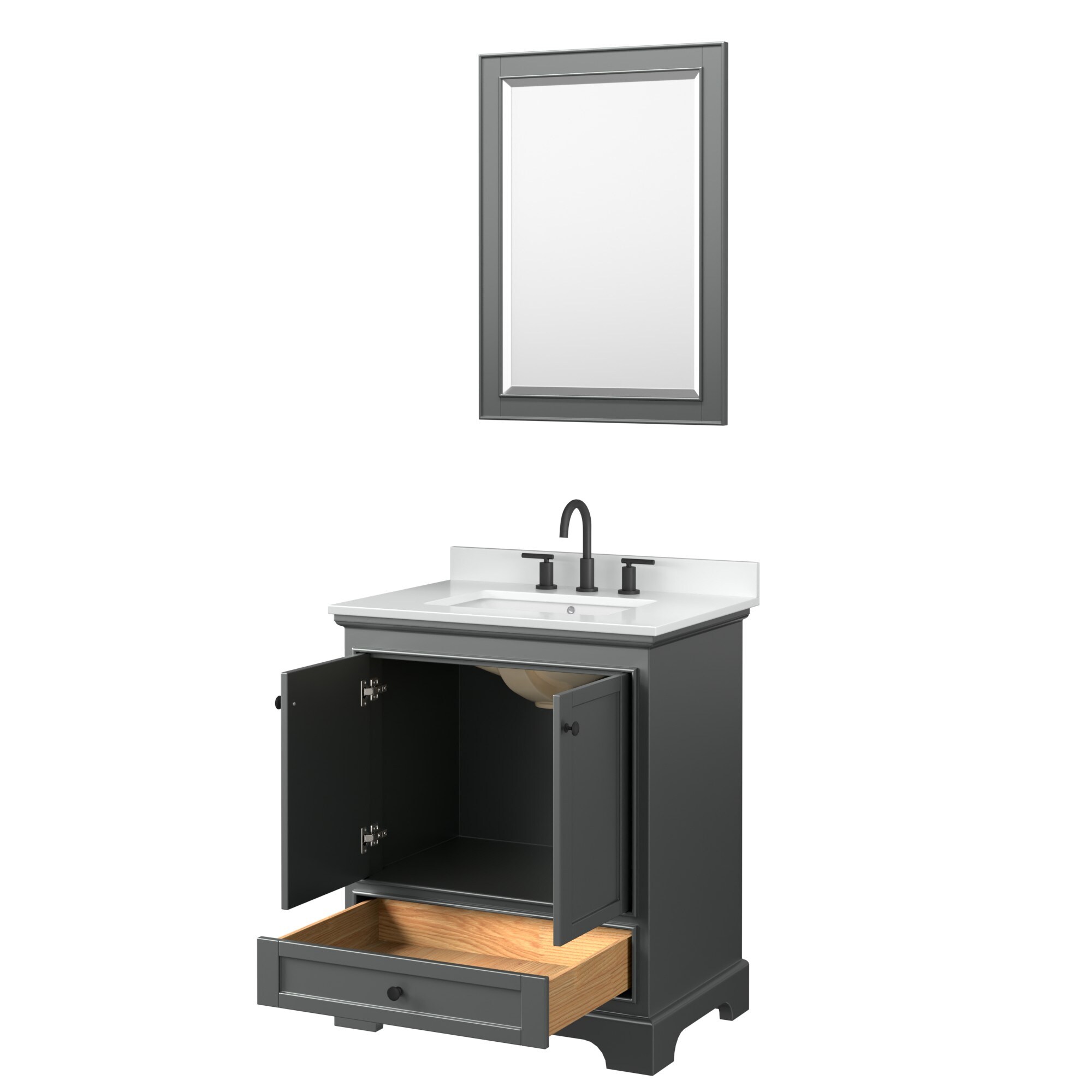 Wyndham Collection Deborah 30-in Dark Gray with Matte Black Trim ...