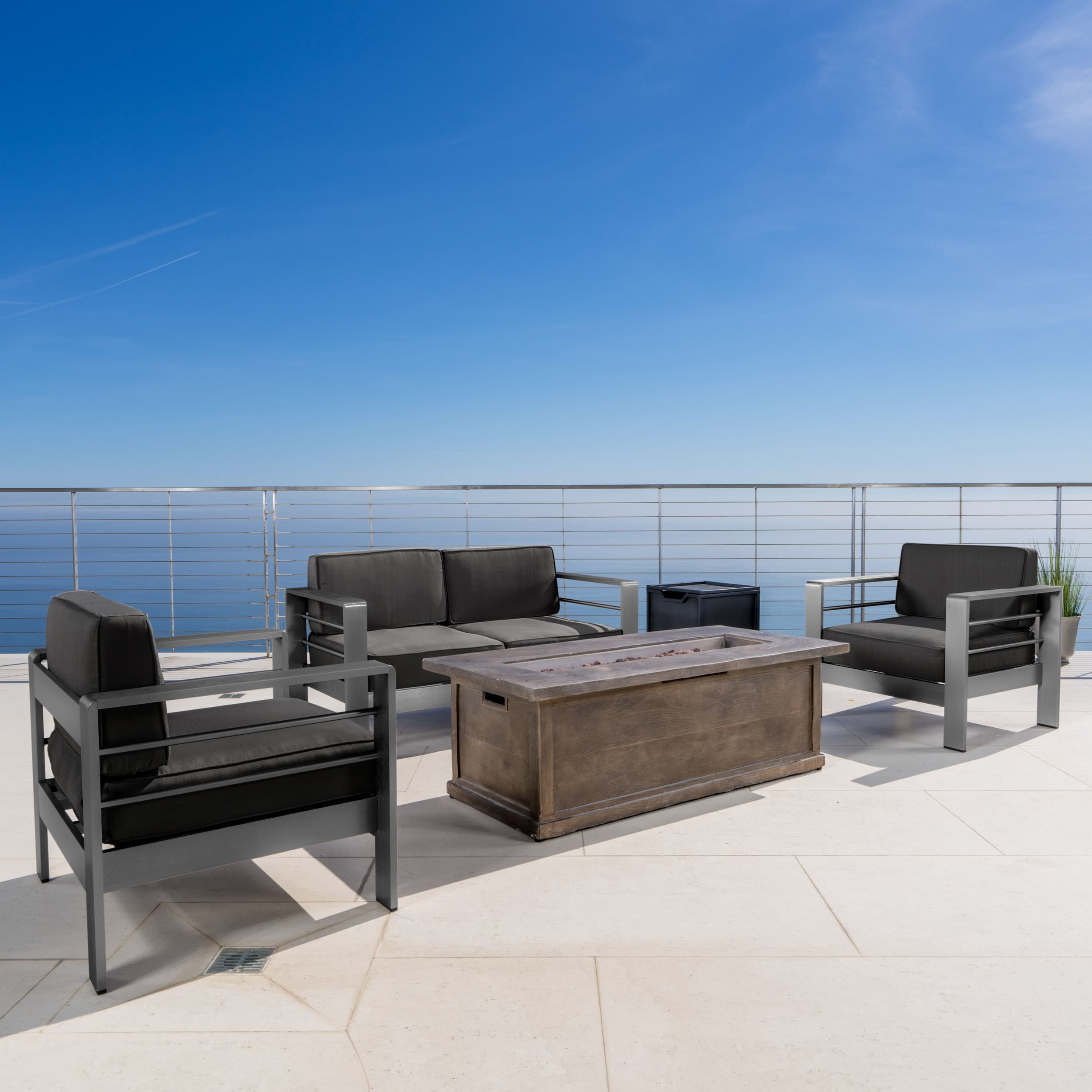 Christopher Knight Home Cape Coral Outdoor Aluminum 5 Piece Chat Set ...