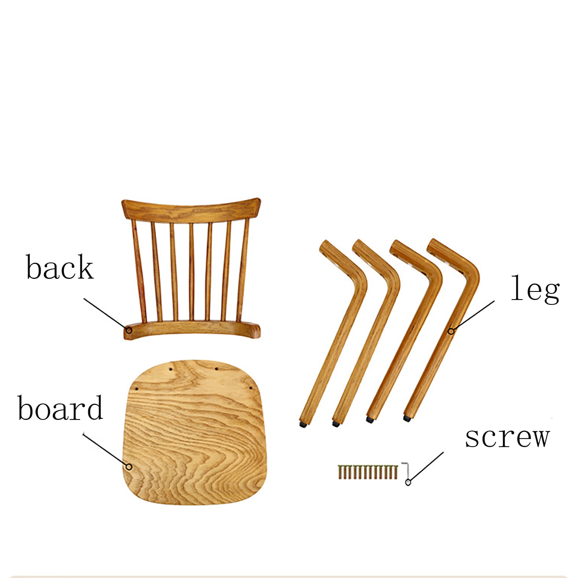 Wooakway 19 Inch Farmhouse Wooden Dining Chairs Set of 2 Windsor Design ...