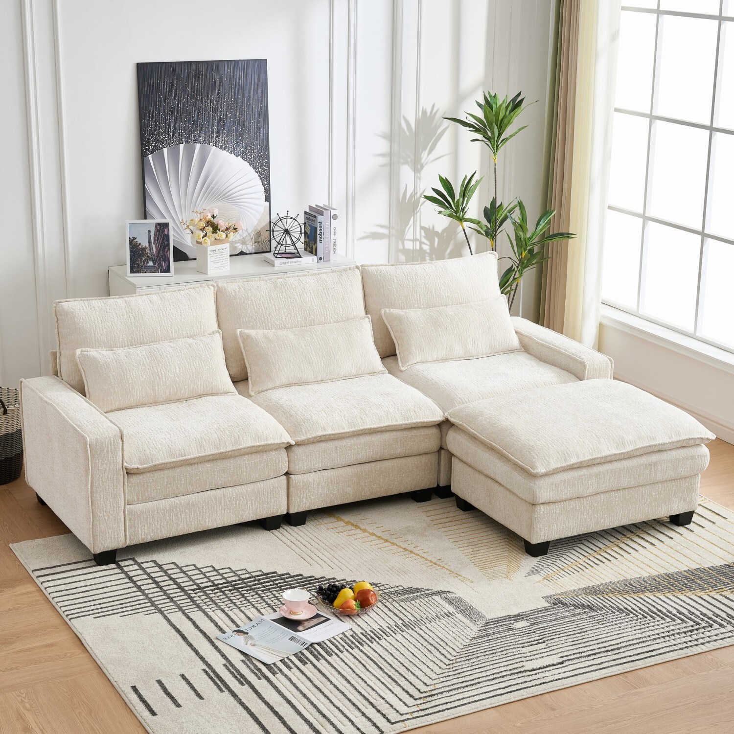 Streamdale Furniture Streamdale 99'' Cloud Sectional Sofa Chenille L ...