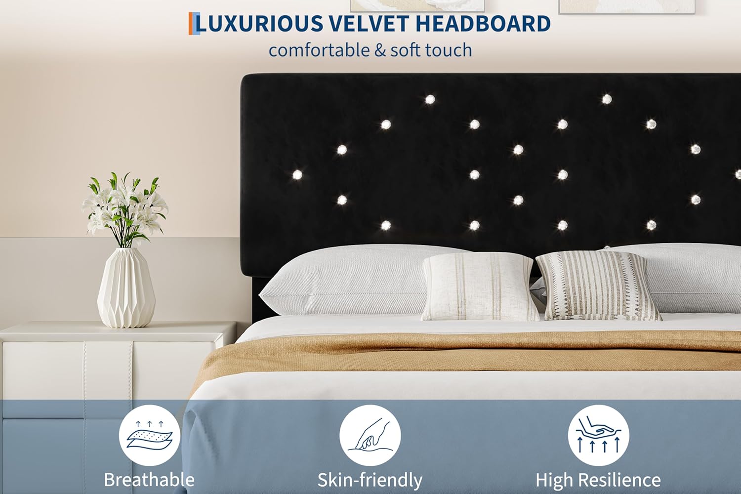 Garvee Twin Size Velvet Upholstered Bed Frame with Tufted Headboard ...