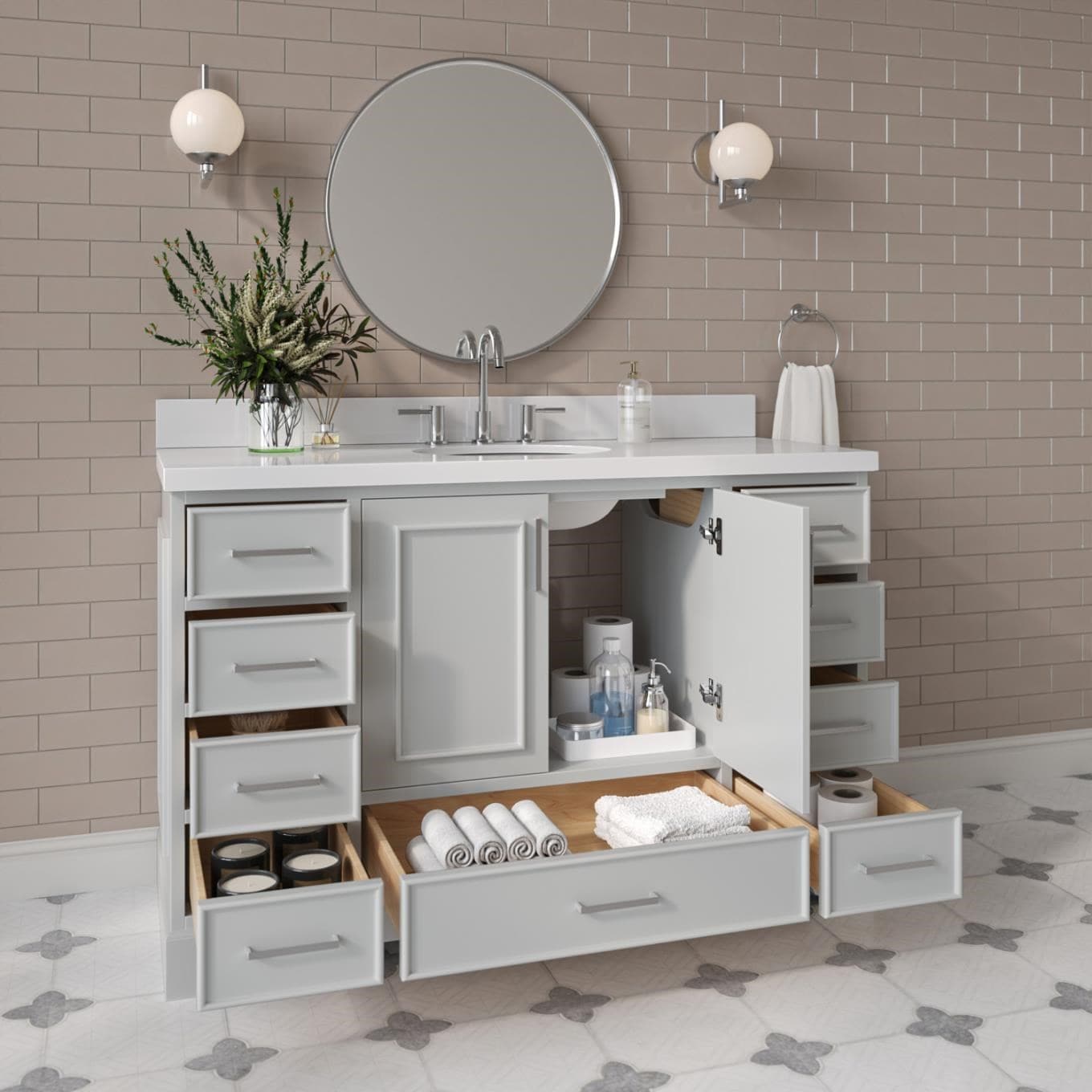 ARIEL Stafford 54-in Gray Undermount Single Sink Bathroom Vanity with ...