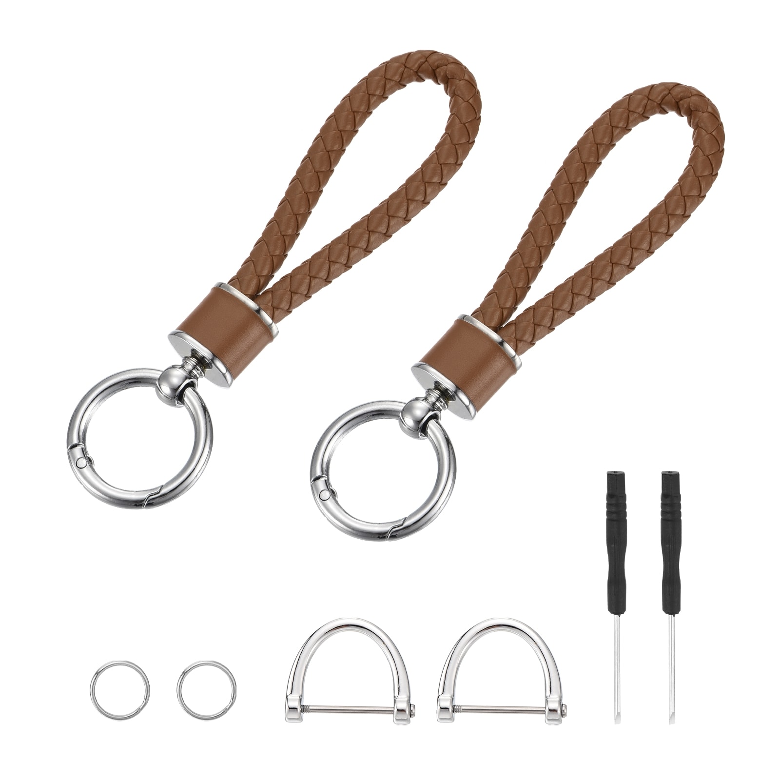 Unique Bargains Weave Key Chain Ring Braided Rope Leather Keychain with ...
