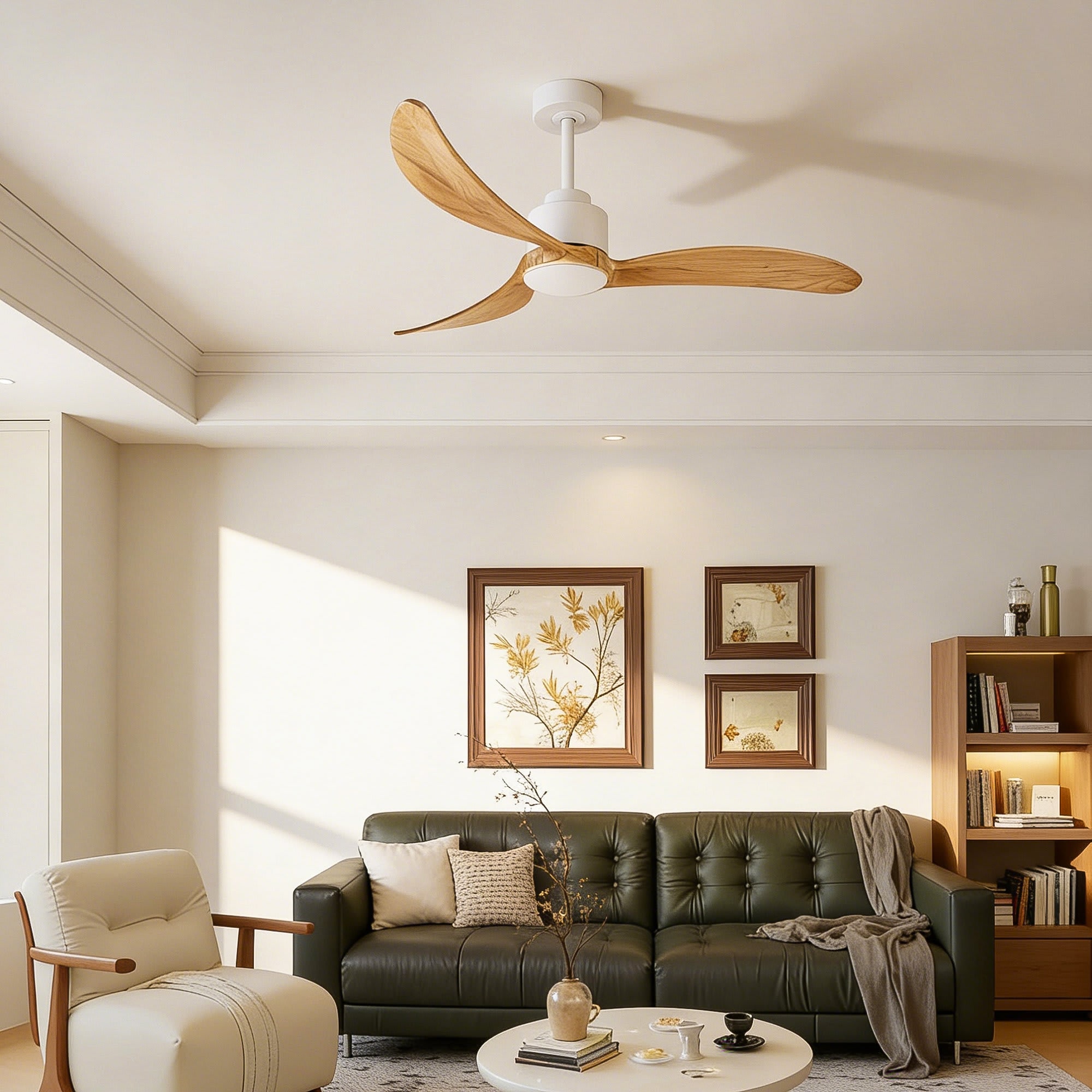Aoibox 52 inch solid wood ceiling fan no light reversible quiet DC ...