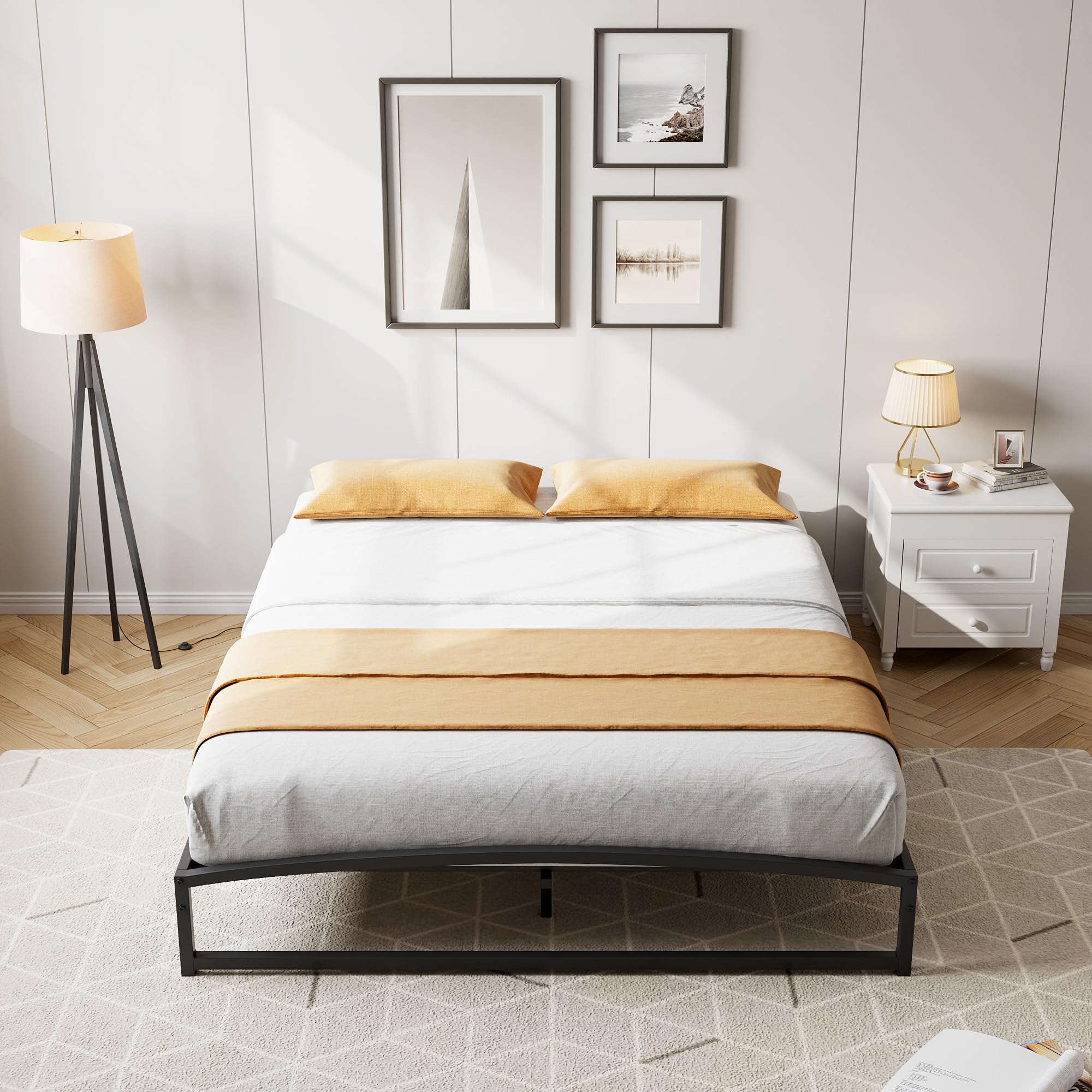 IdealHouse Full Size Metal Bed Frame Platform with Arch Design 10 Inch ...