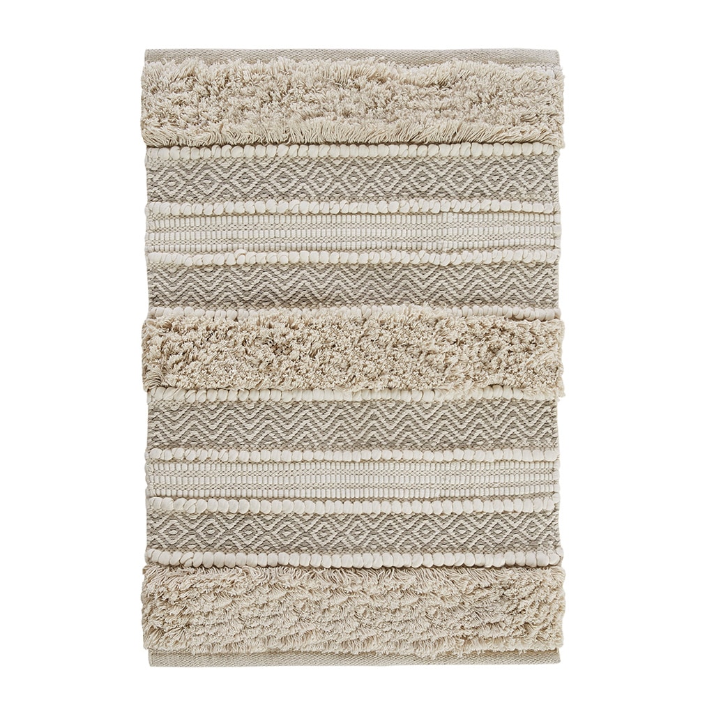 Gracie Mills Melba Stripe Handwoven Texture Bath Rug in the Bathroom ...