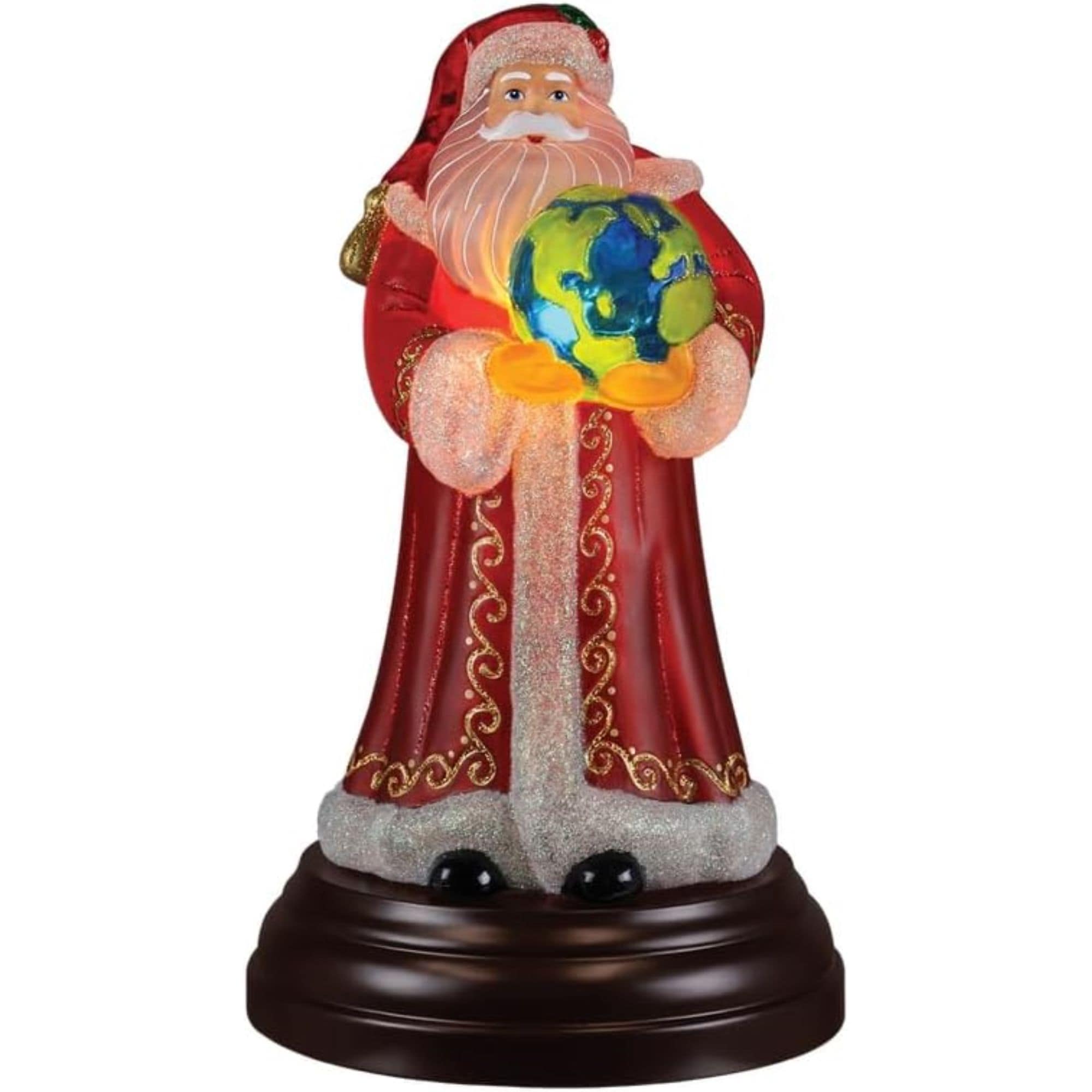 Old World Christmas Blown Glass World Peace Santa Light Tabletop Lamp ...
