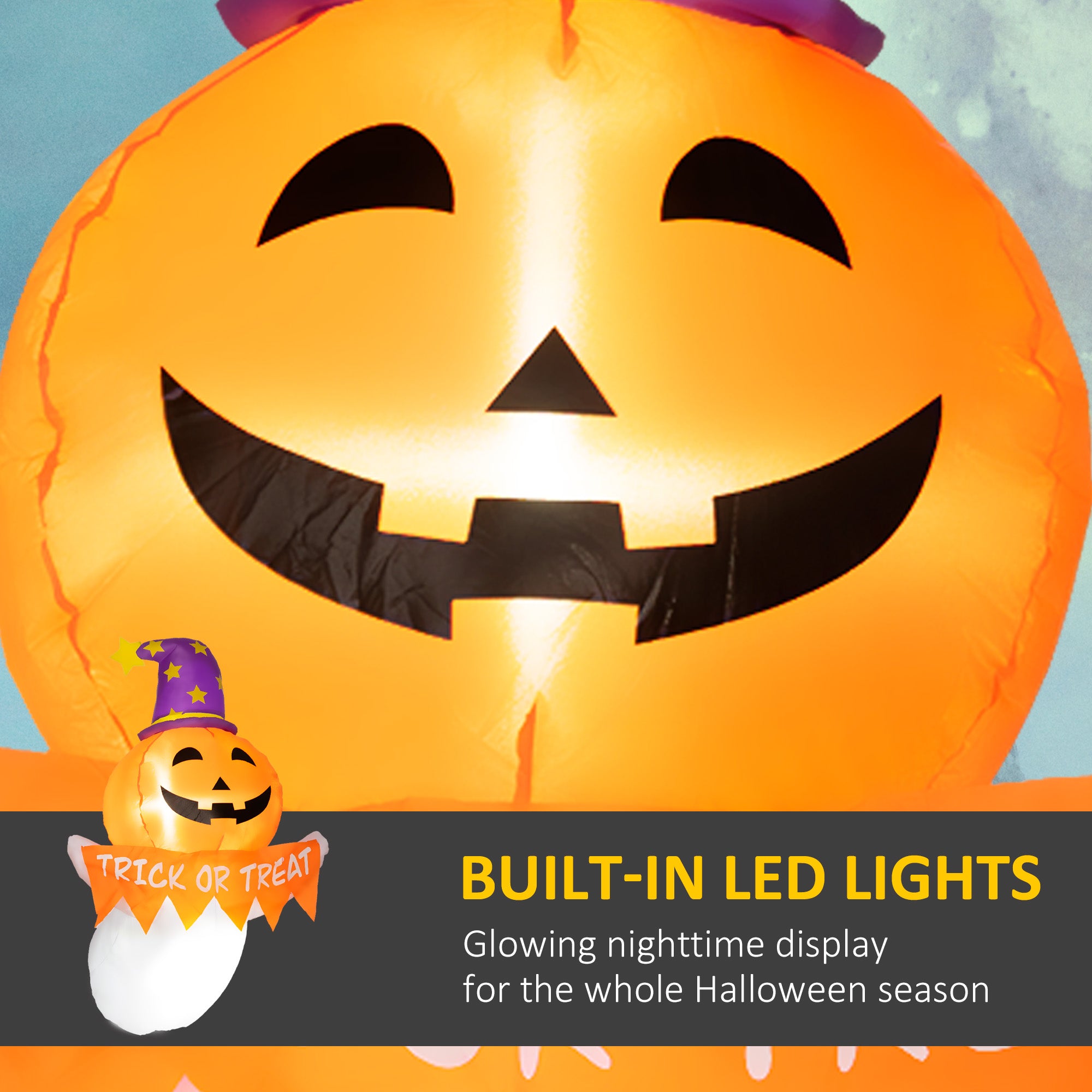 Boyel Living 3.4ft Halloween Inflatable Window Sticker Ghost with ...