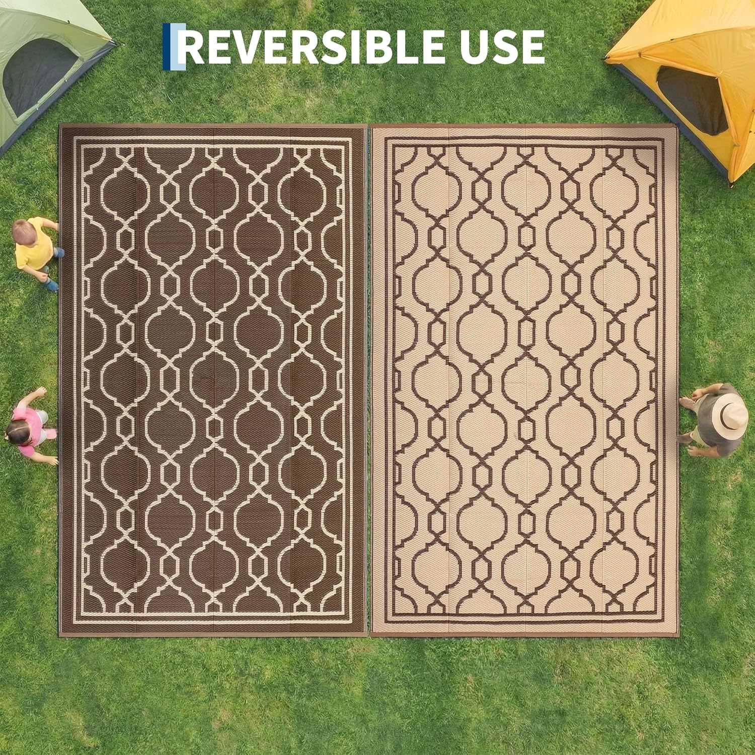 GarveeLife 9x12 ft Reversible Plastic Straw Outdoor Rug Waterproof UV ...