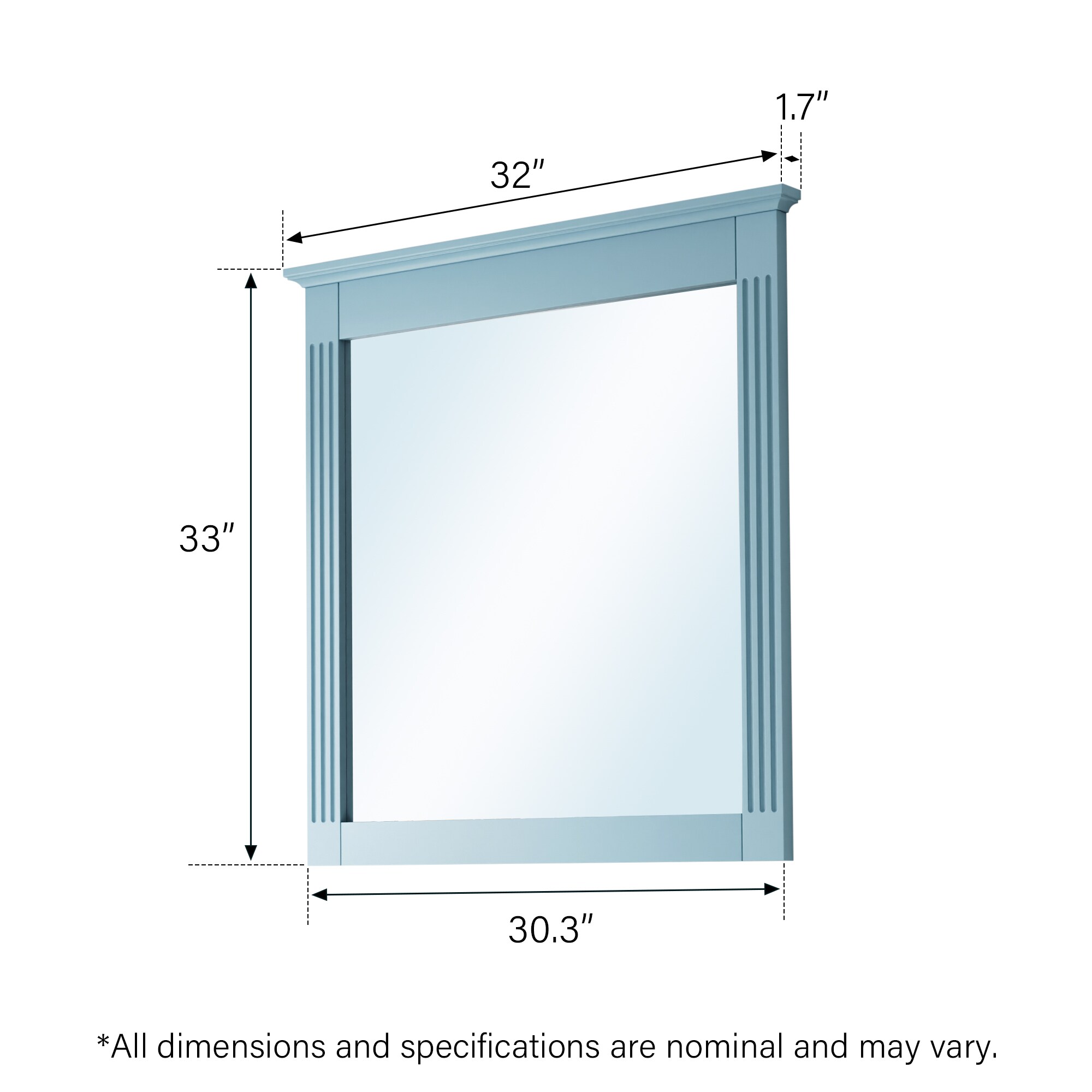 CALVON 32-in W x 33-in H Rectangle Classic Blue Framed Wall Mirror in ...