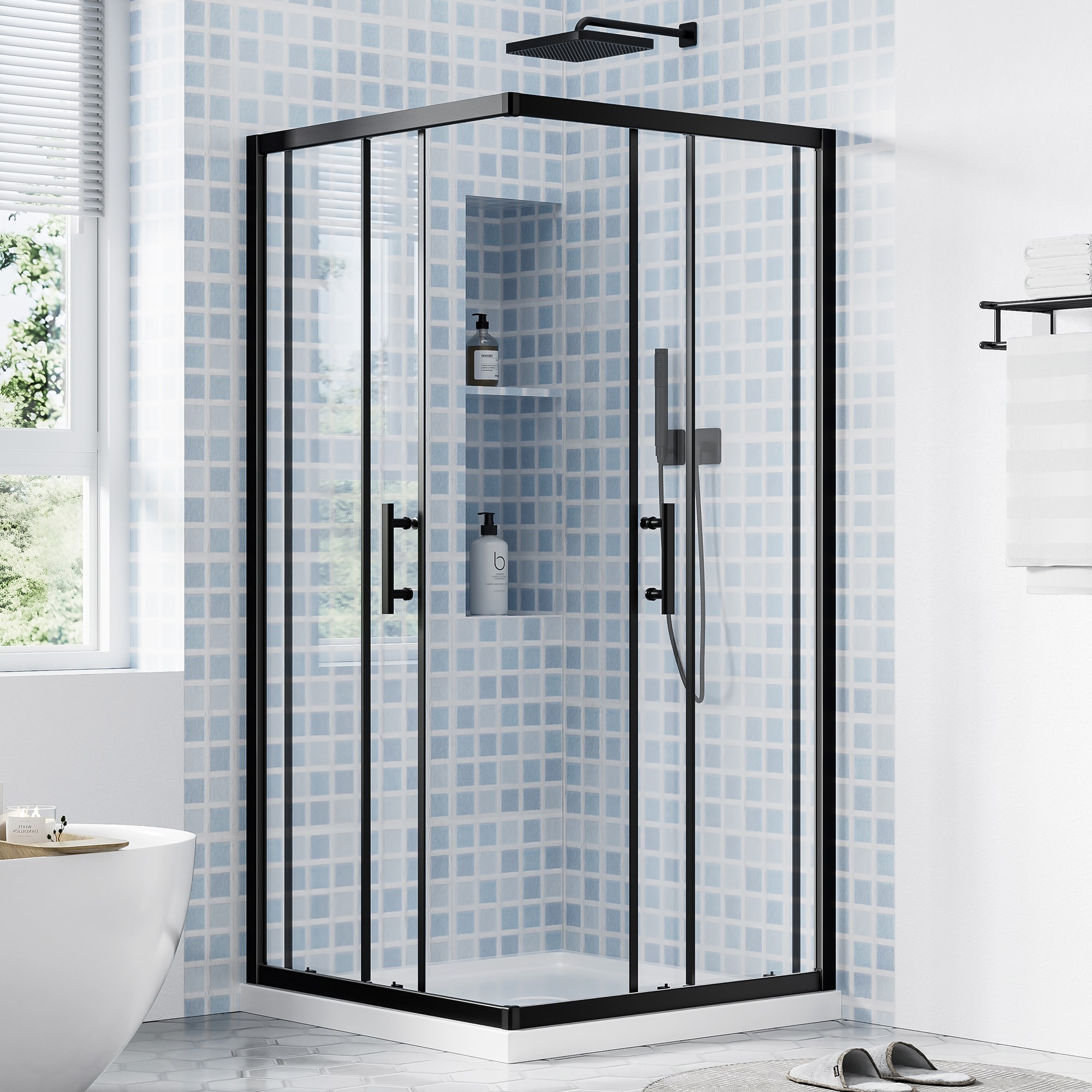 Huluwat 36inch D x 36inch W x 72inch H Corner Walk In Shower Enclosure ...