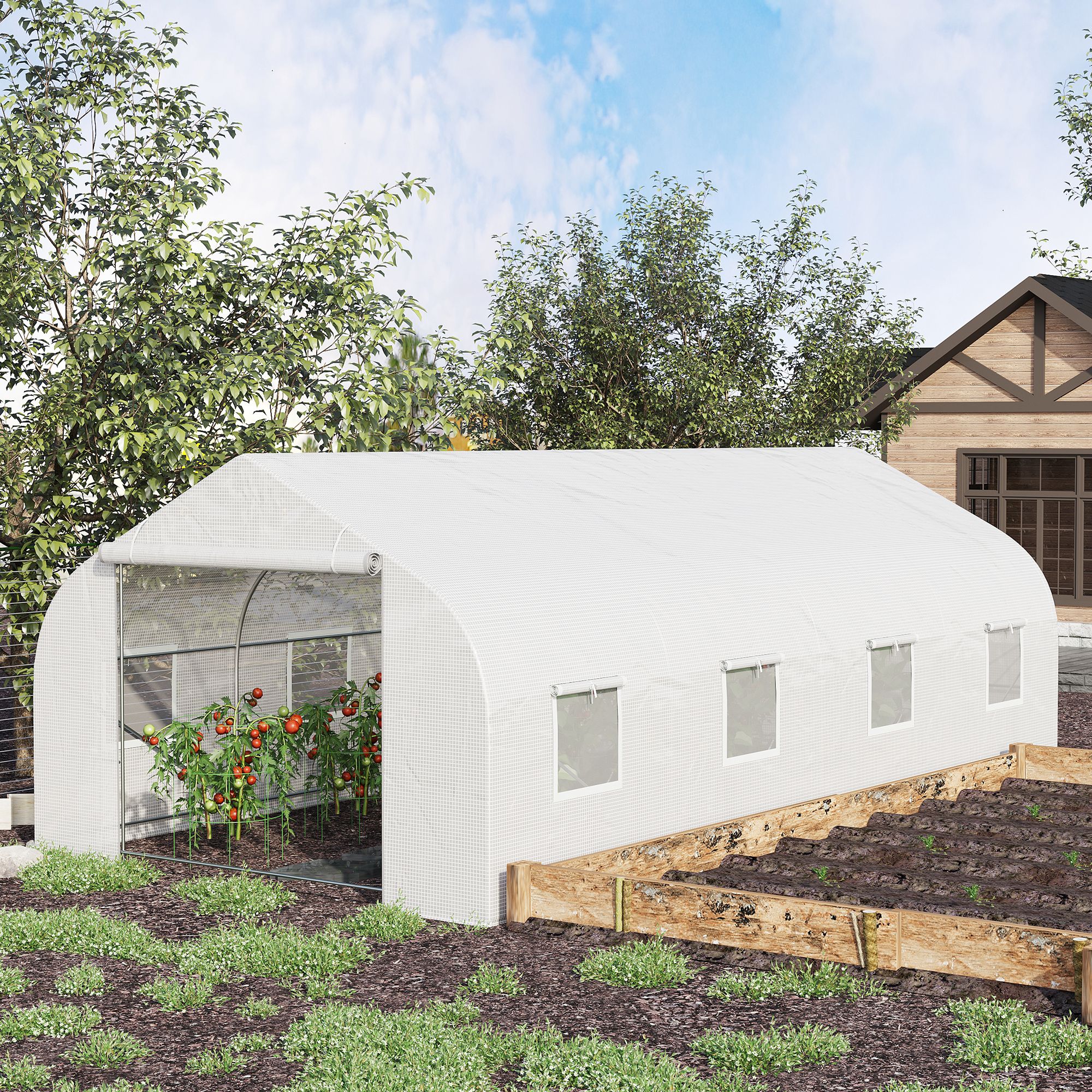 Tatayosi 20FT x 10FT x 7FT Outdoor Walk-in Greenhouse Tunnel Green ...