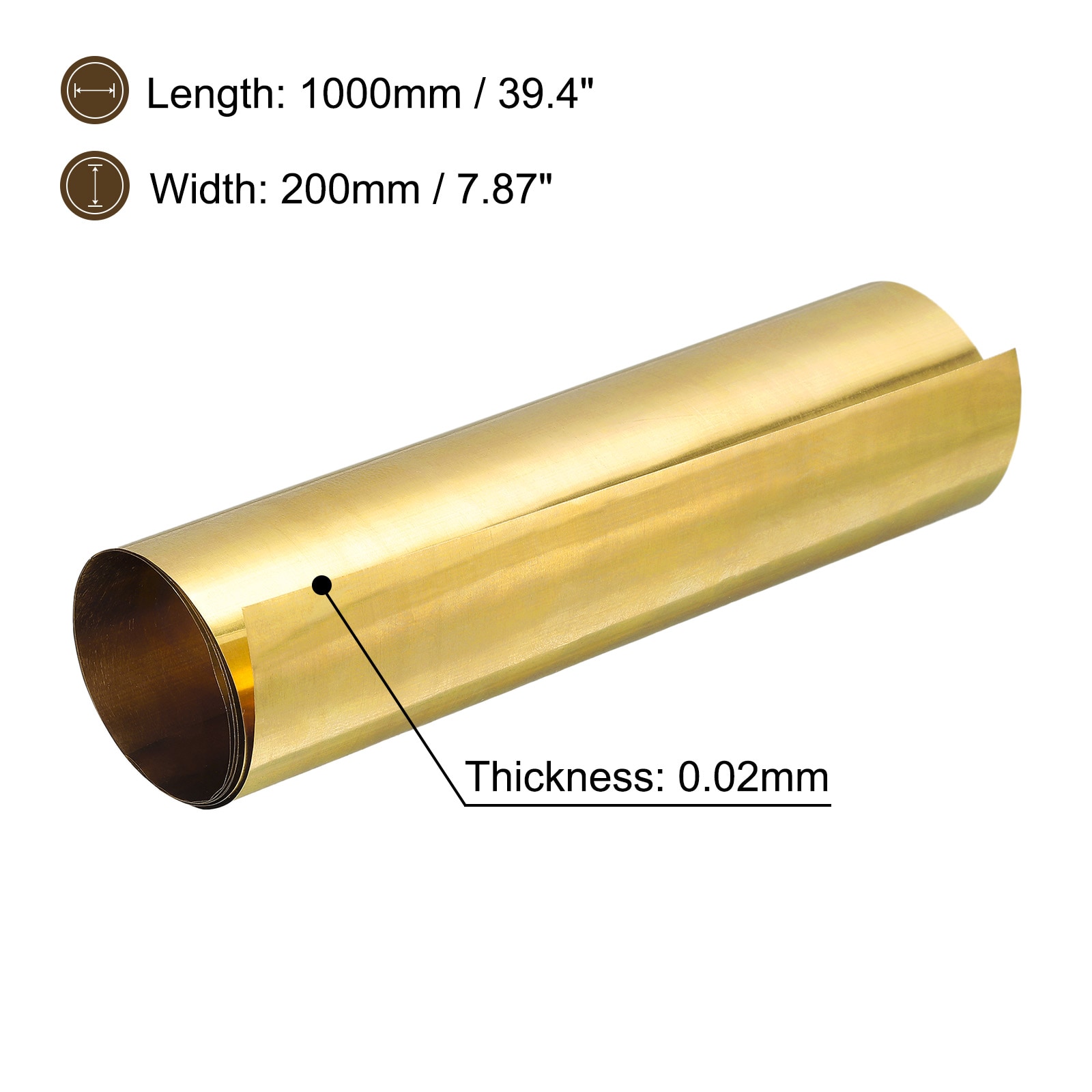 Unique Bargains Brass Sheet Roll 0.02x200x1000mm Brass Foil Roll Brass ...