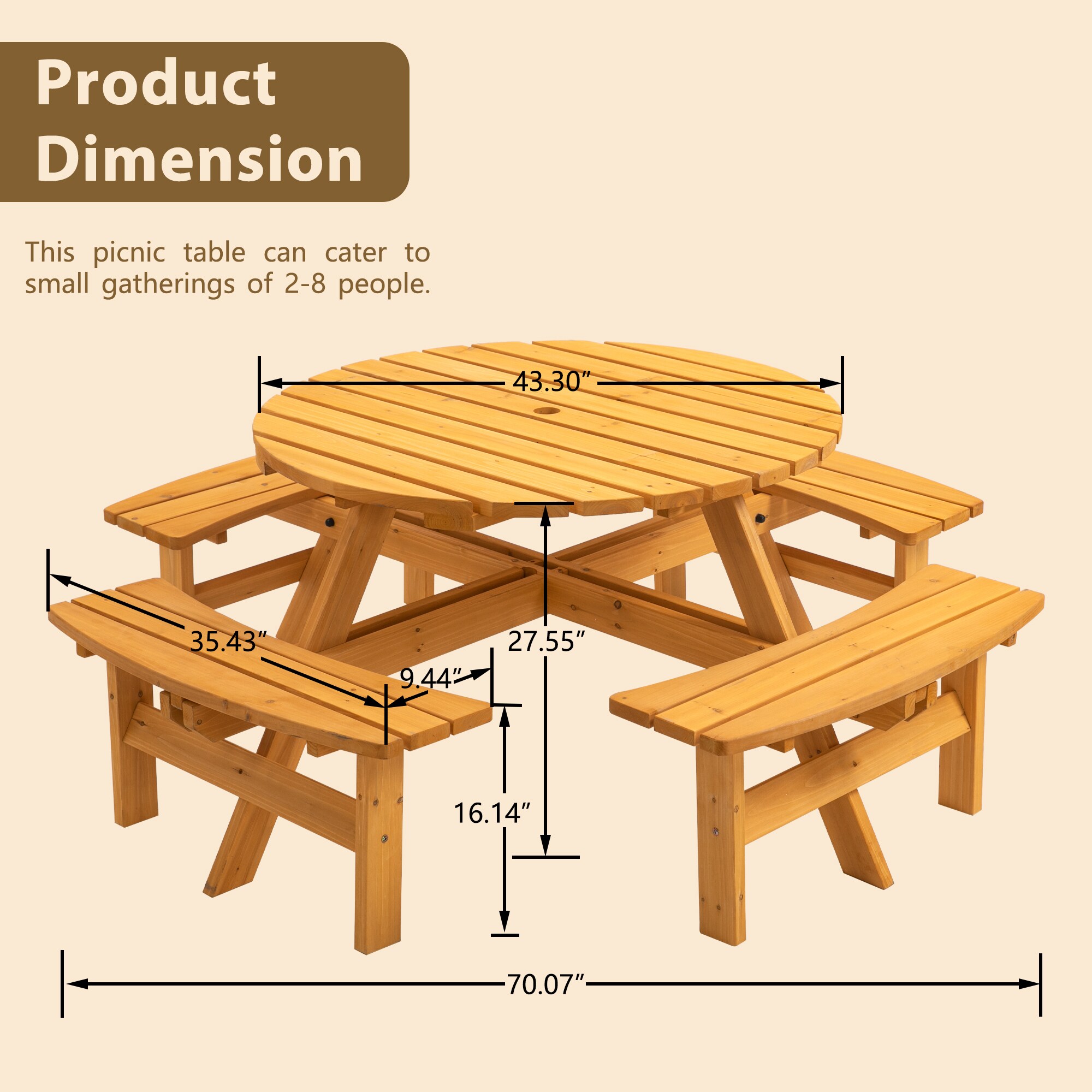 LOVMOR 5 Piece Patio Dining Set Outdoor Dining Set Picnic Table Yellow ...
