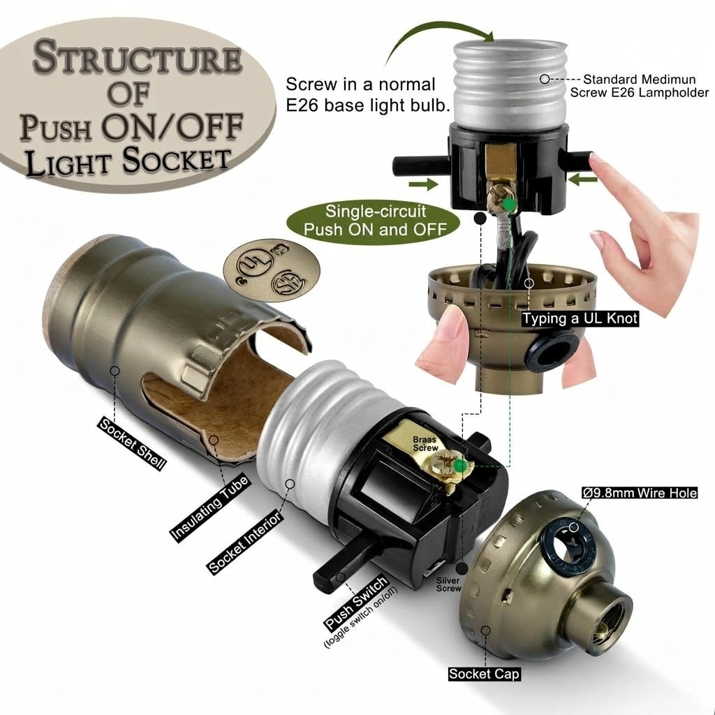 Misopily Lamp Rewire Kit Antique Brass Socket with 12 Foot Cord UL ...