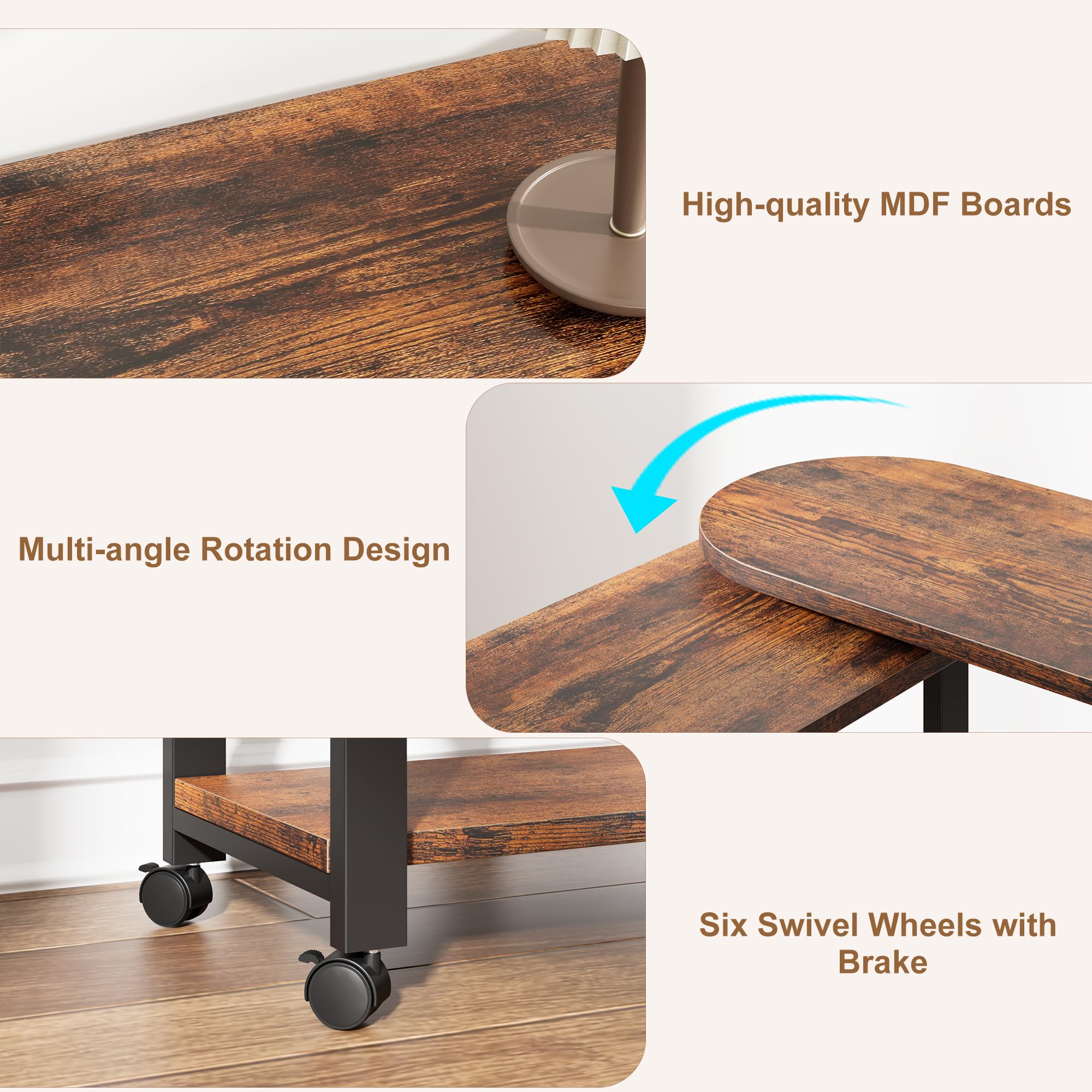 IdealHouse 360 Degree Rotating Sofa Side Table with Charging Station ...