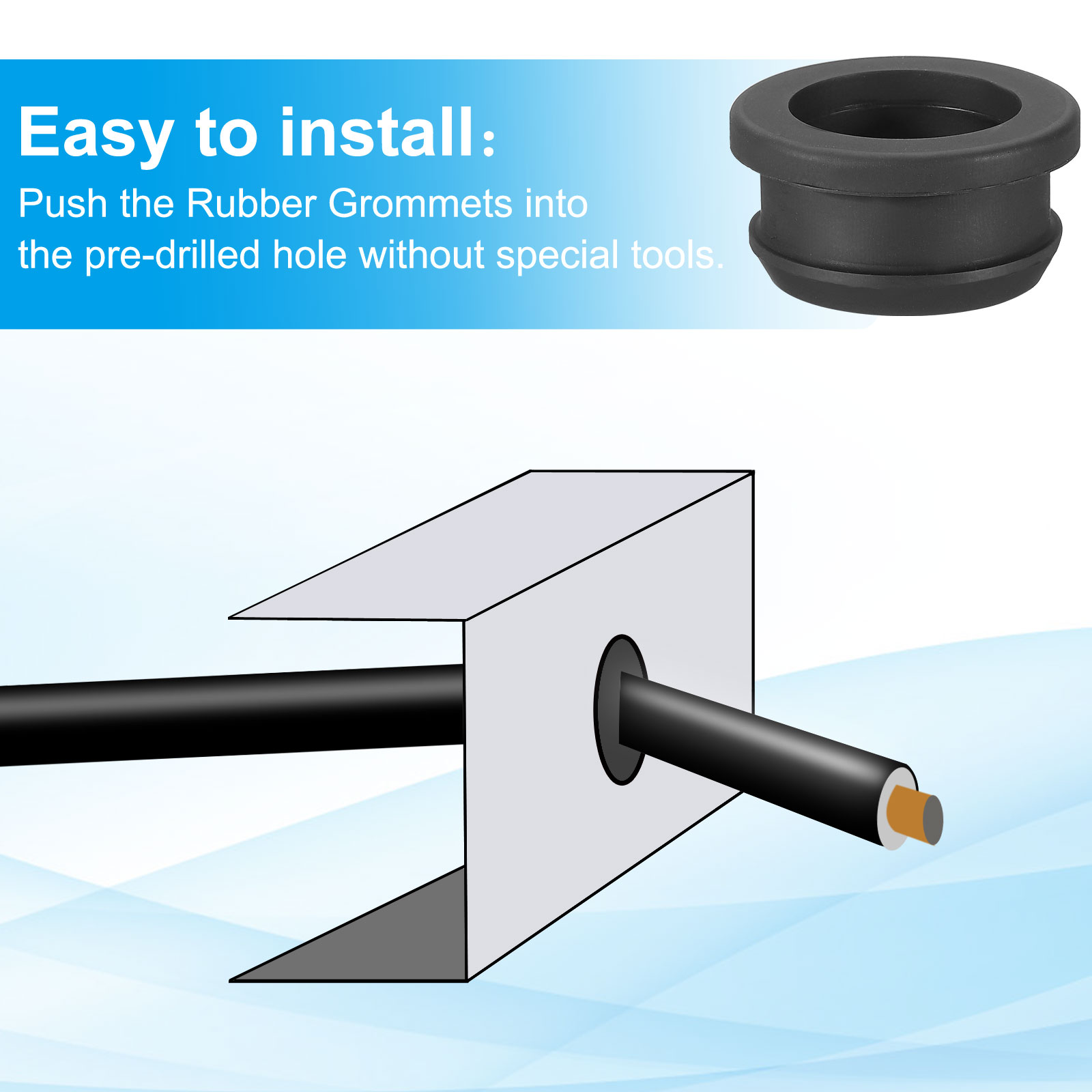 PATIKIL 23mm / 15/16 Inch Drill Hole3/4 Inch ID Rubber Grommets 3pcs ...