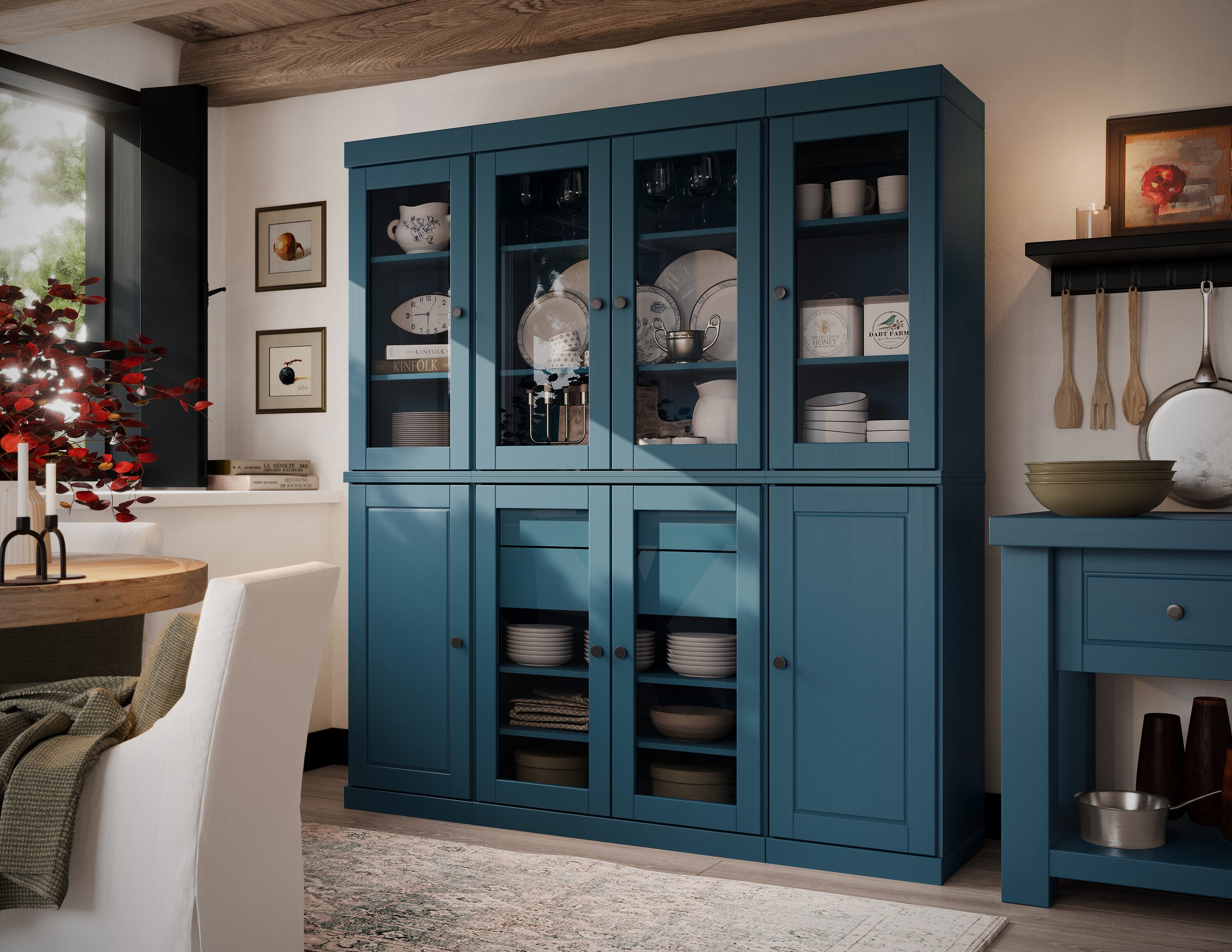 Palace Imports 65-in W Solid Wood Tall Clear Glass Modular Kitchen ...