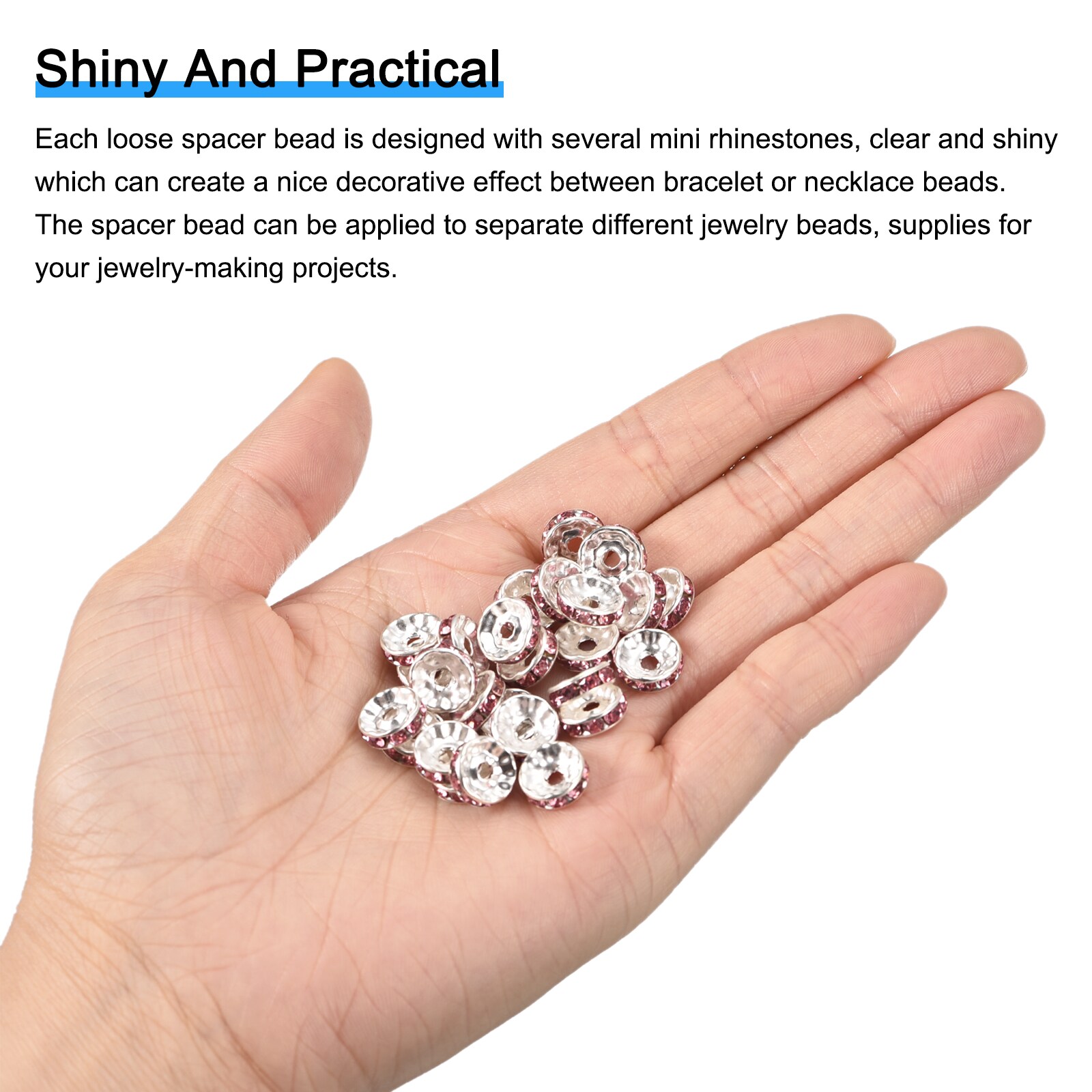 Unique Bargains 100pcs 8mm Rondelle Spacer Beads Silver Plated Purple ...